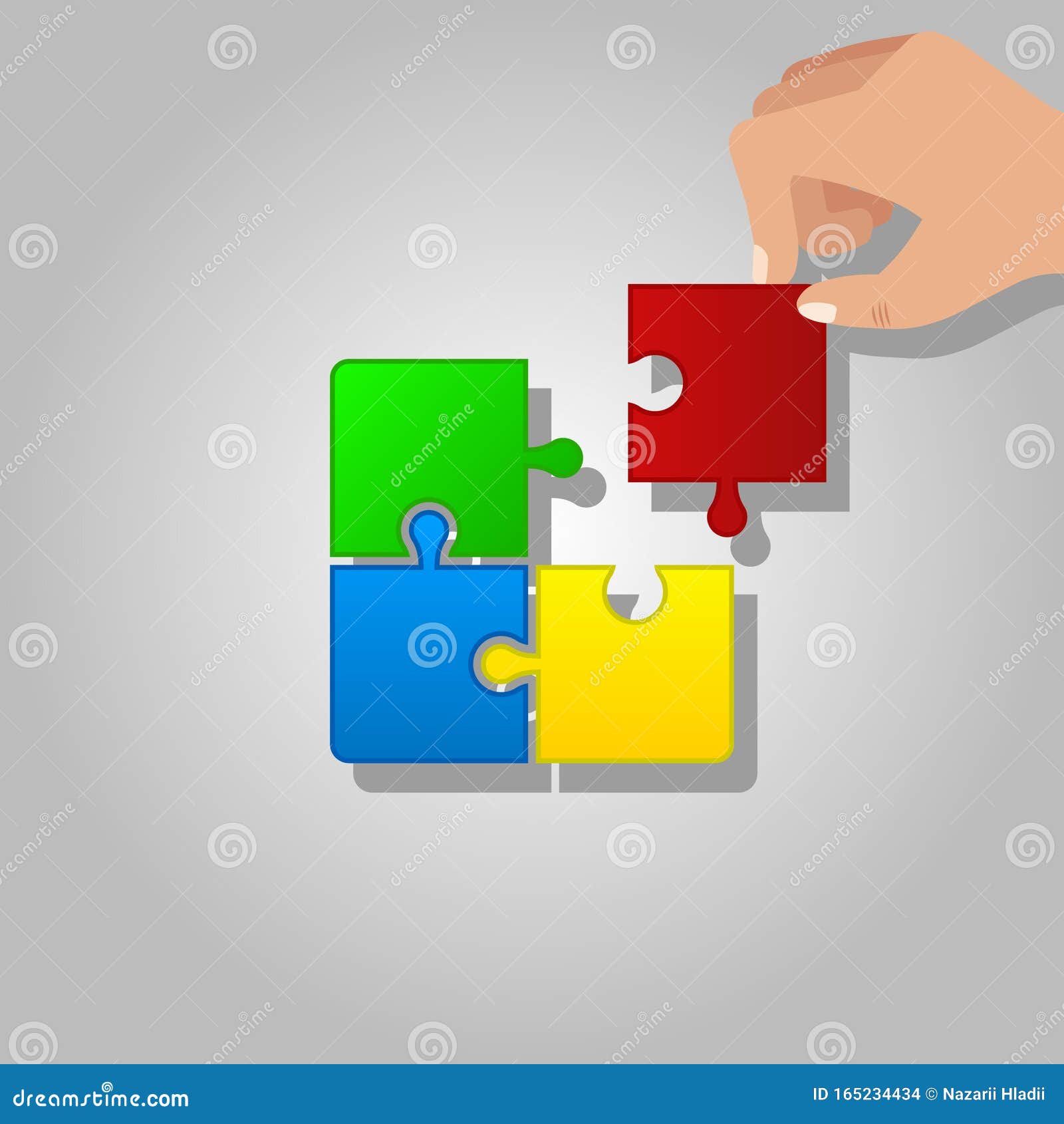 Vector Illustration of Hand with Puzzle. Isolated. Stock Vector ...