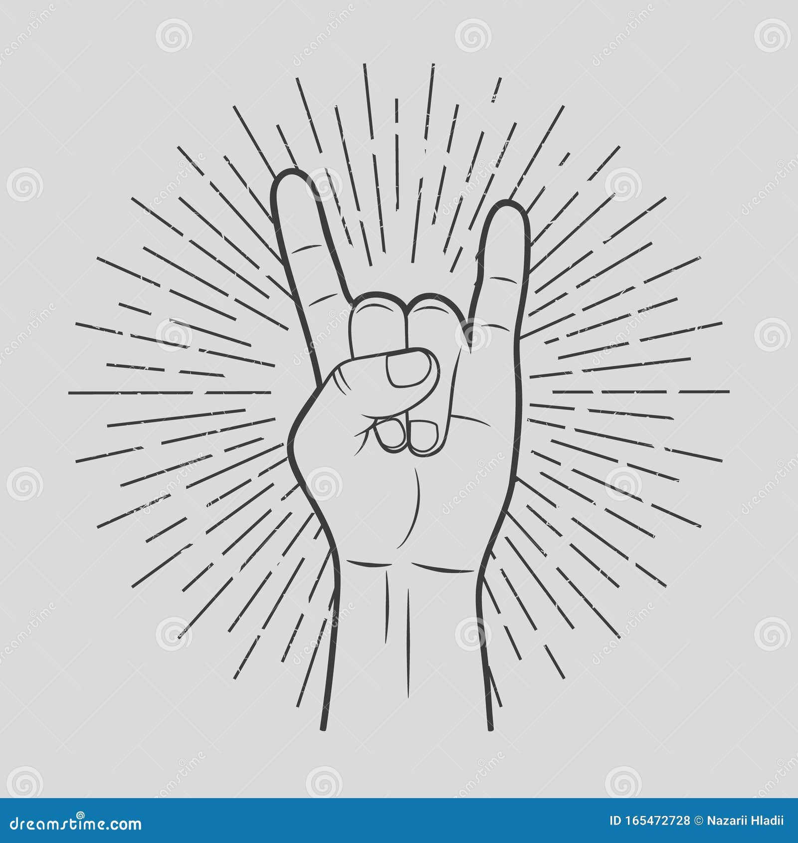 Vector Illustration of Hand in Rock Sign. Isolated. Stock Vector ...