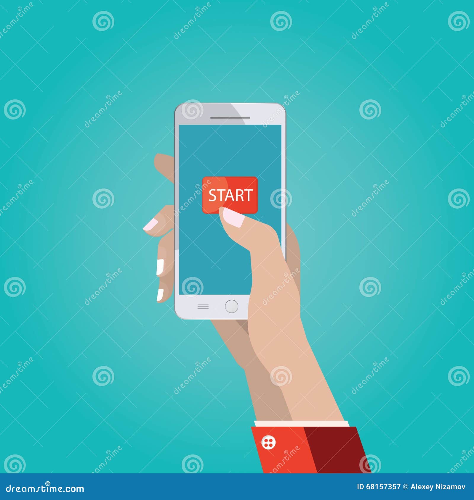Vector Illustration of Hand with Smart Phone, Touch Interface W Stock ...