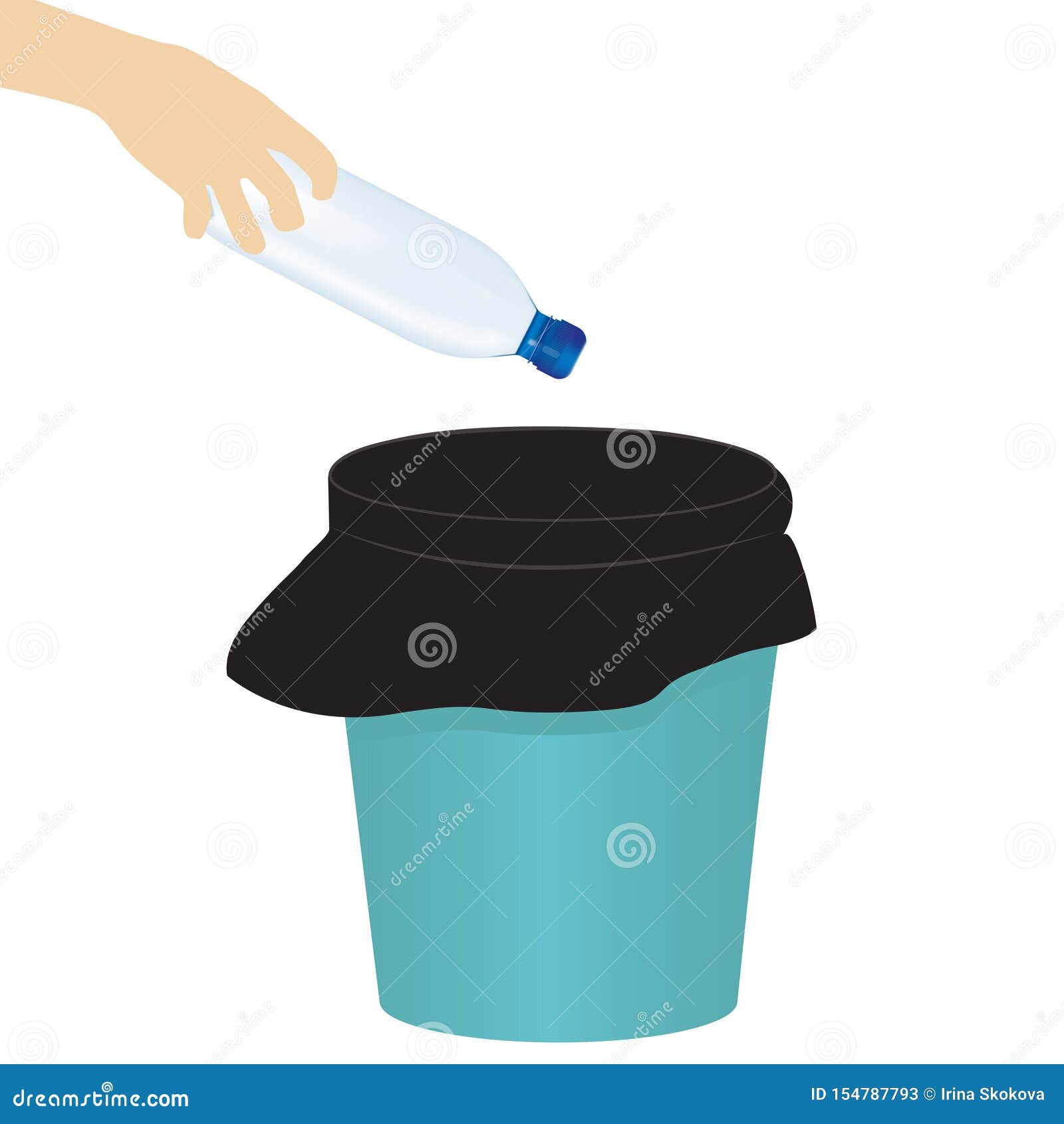 Vector Illustration with Hand Throwing Dust into the Trash with Dust ...