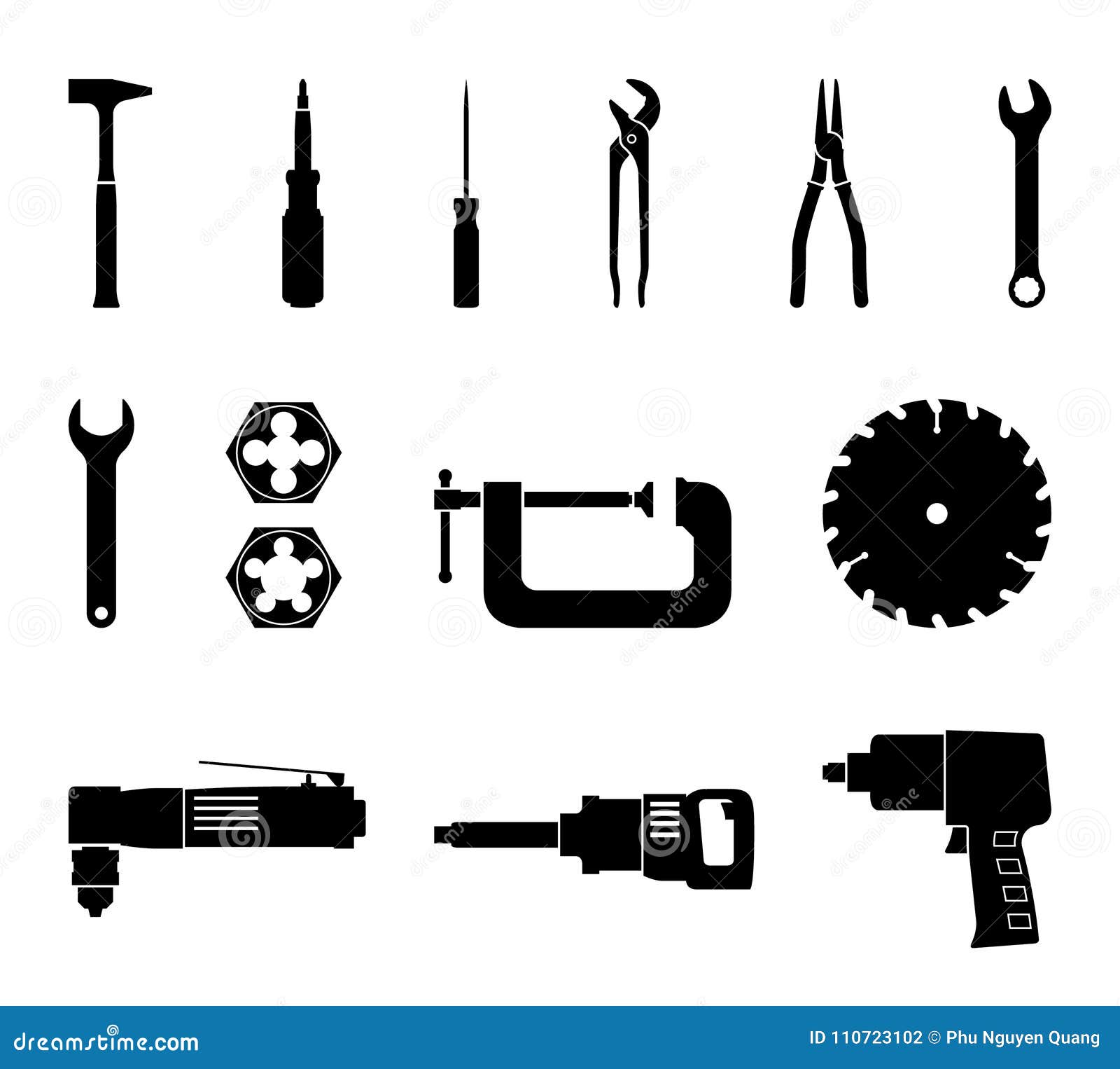 Hand Tools Vector Icon Set. Assembly Tool Maintenance and Repair ...