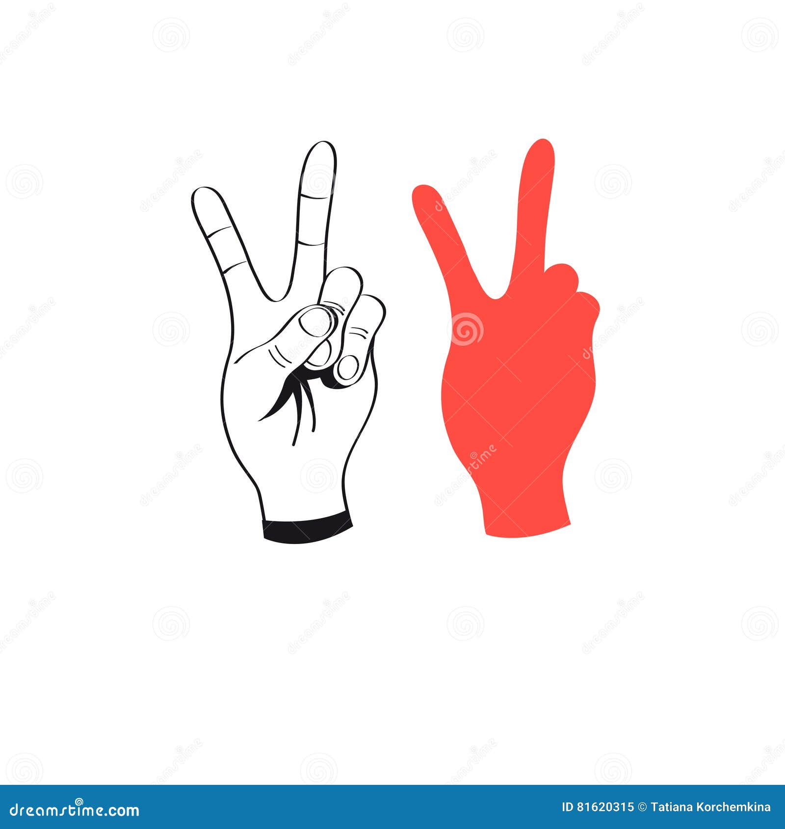 Vector Illustration of Hand Victory Stock Vector - Illustration of ...