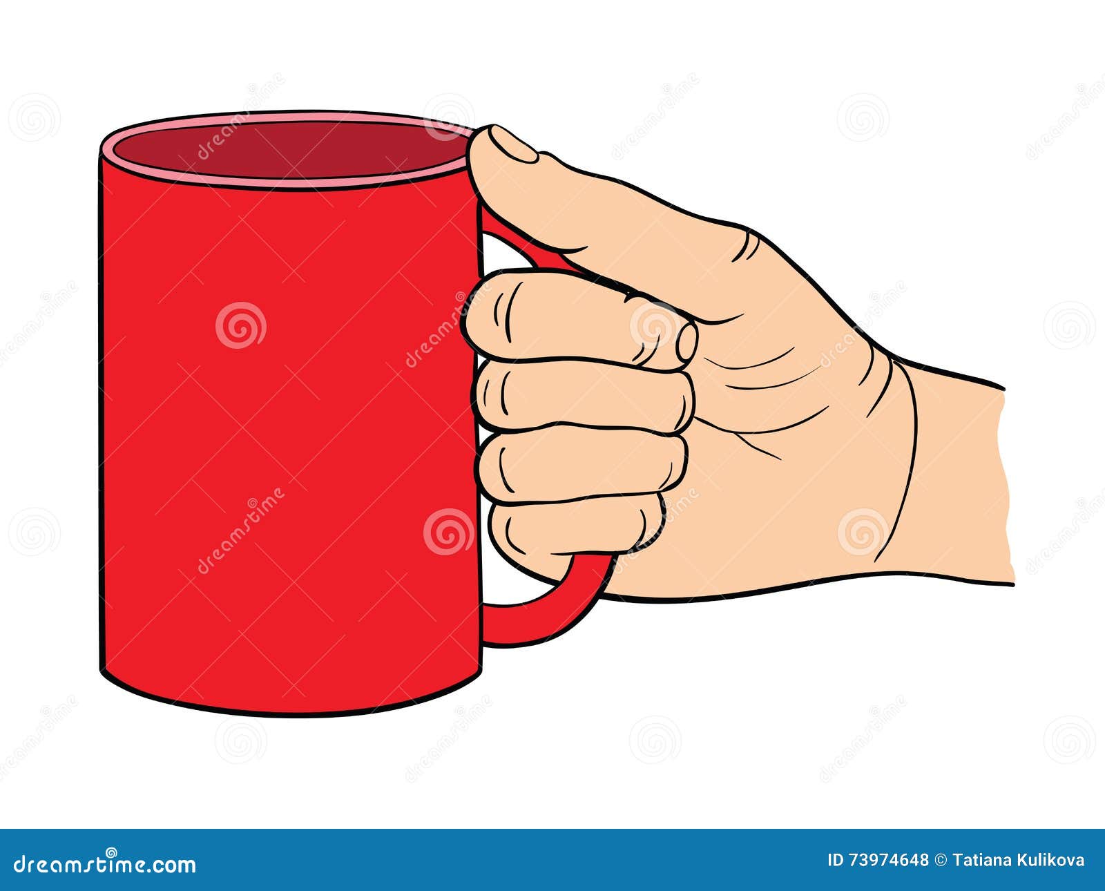 Vector Illustration of the Hand Which Holds the Cup. Stock Vector ...