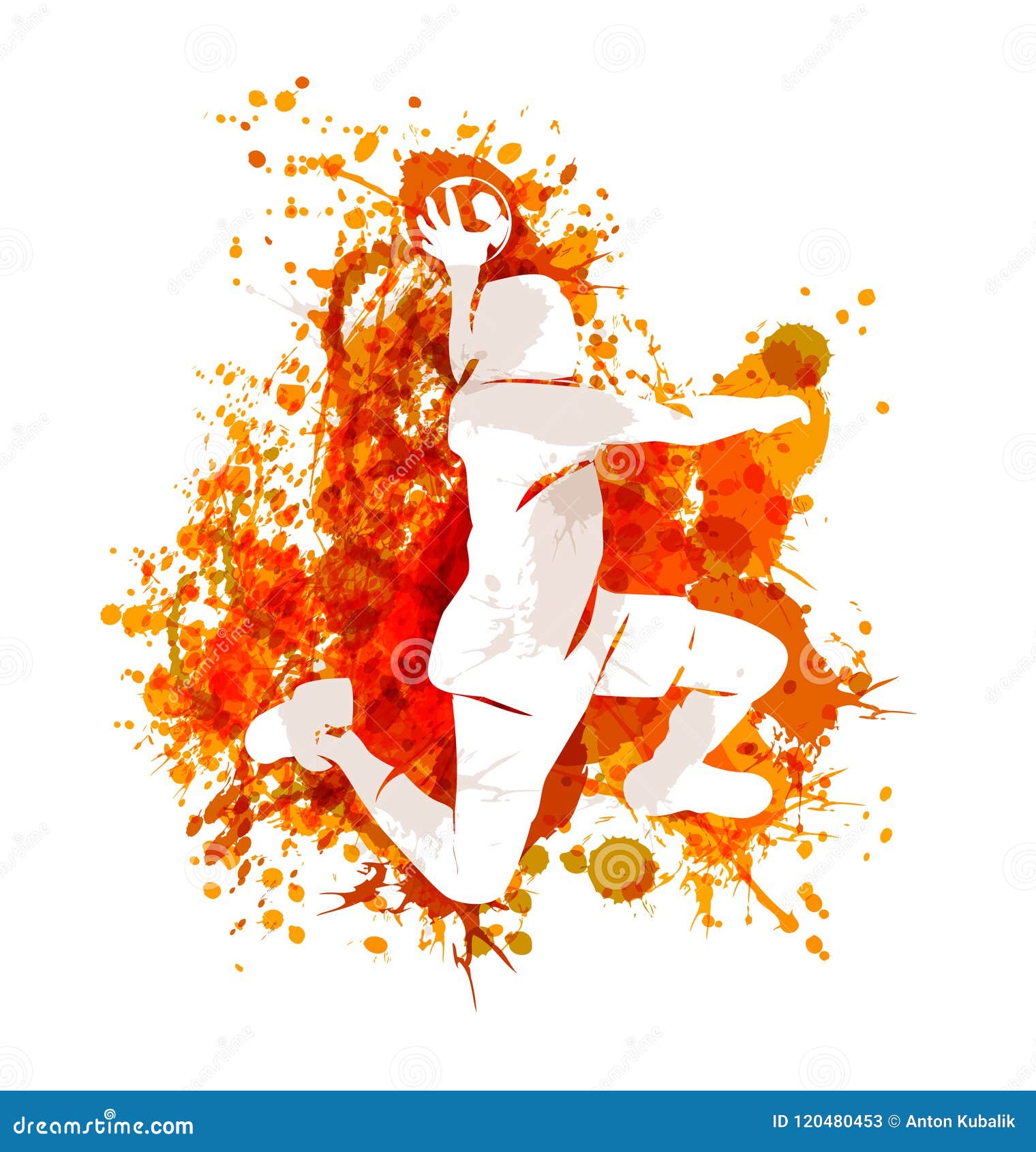 Handball Player In Action Silhouette Illustration Isolated On White ...