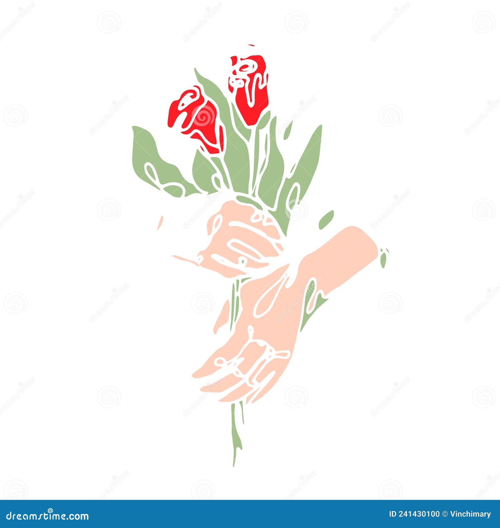 Vector Illustration of Hands with Flowers Stock Vector - Illustration ...