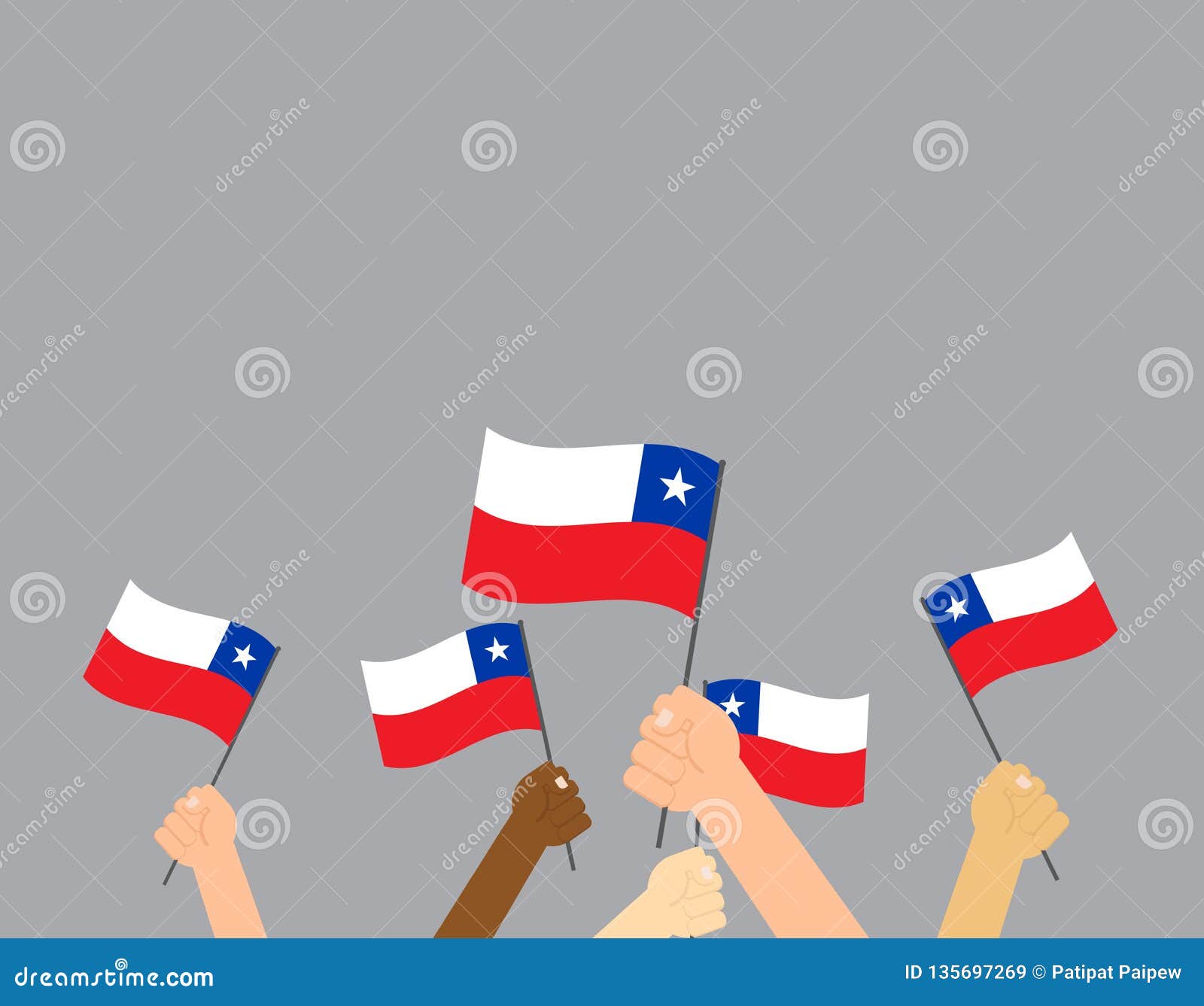 Vector Illustration Hands Holding Chile Flags Stock Illustration ...