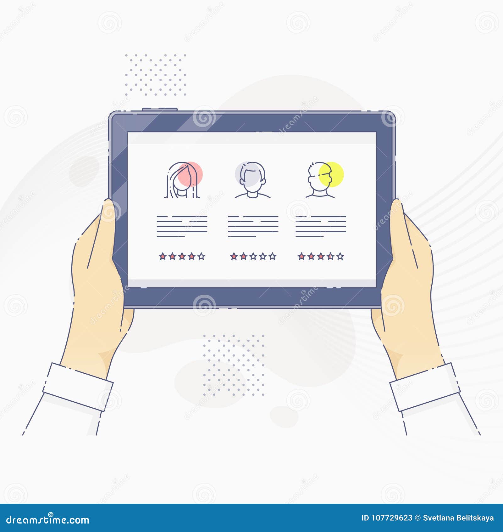 Hands Holding Tablet with Feedback Stock Vector - Illustration of ...