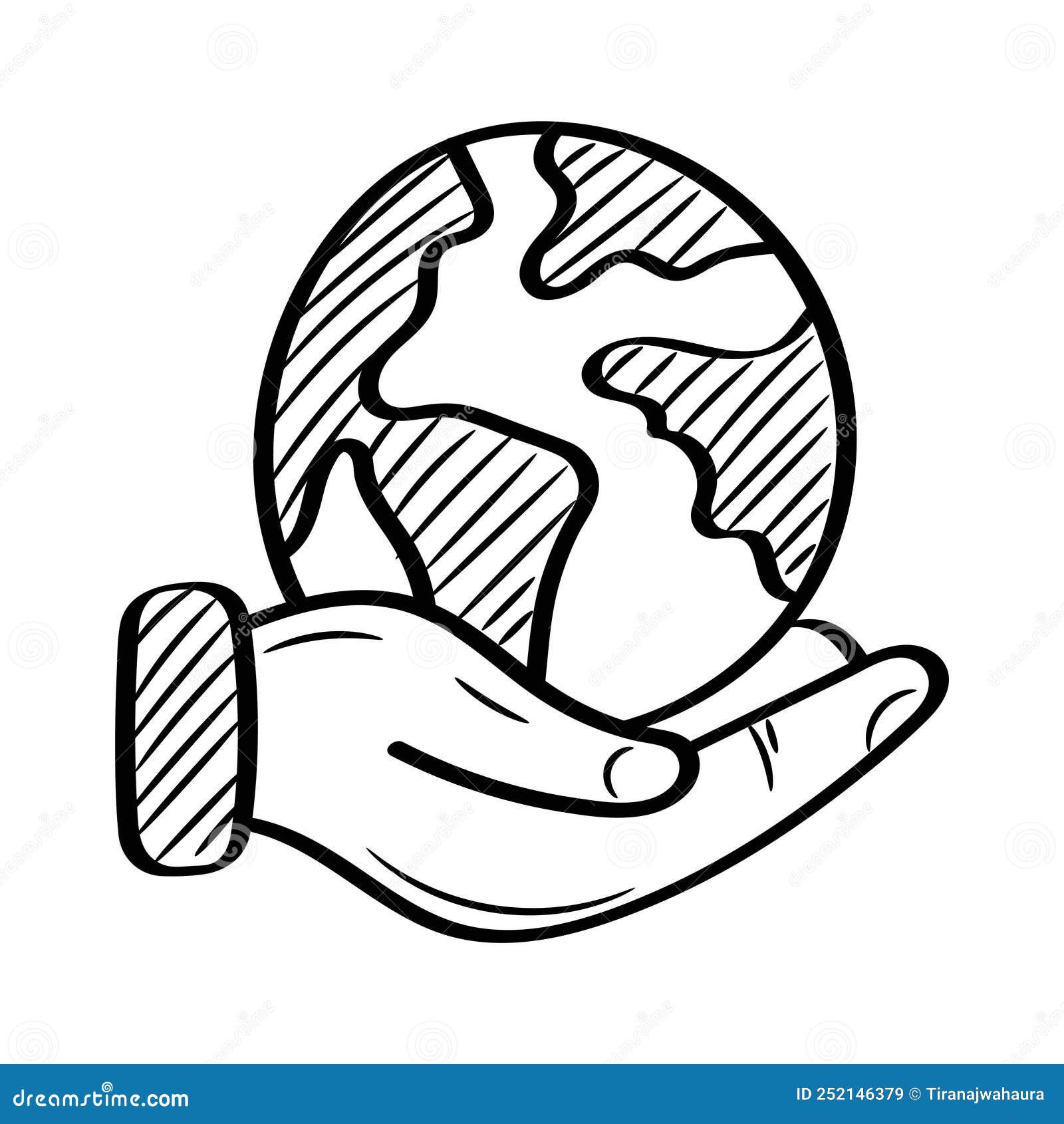 Hands Holding Earth Icon Vector Illustration with Simple Hand Drawn ...