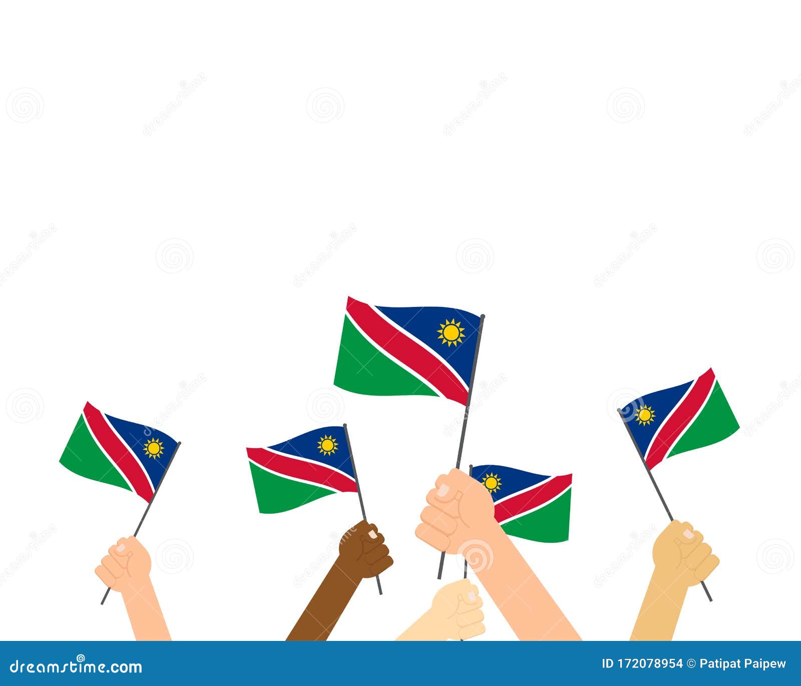 Vector Illustration of Hands Holding Namibia Flags Stock Vector ...
