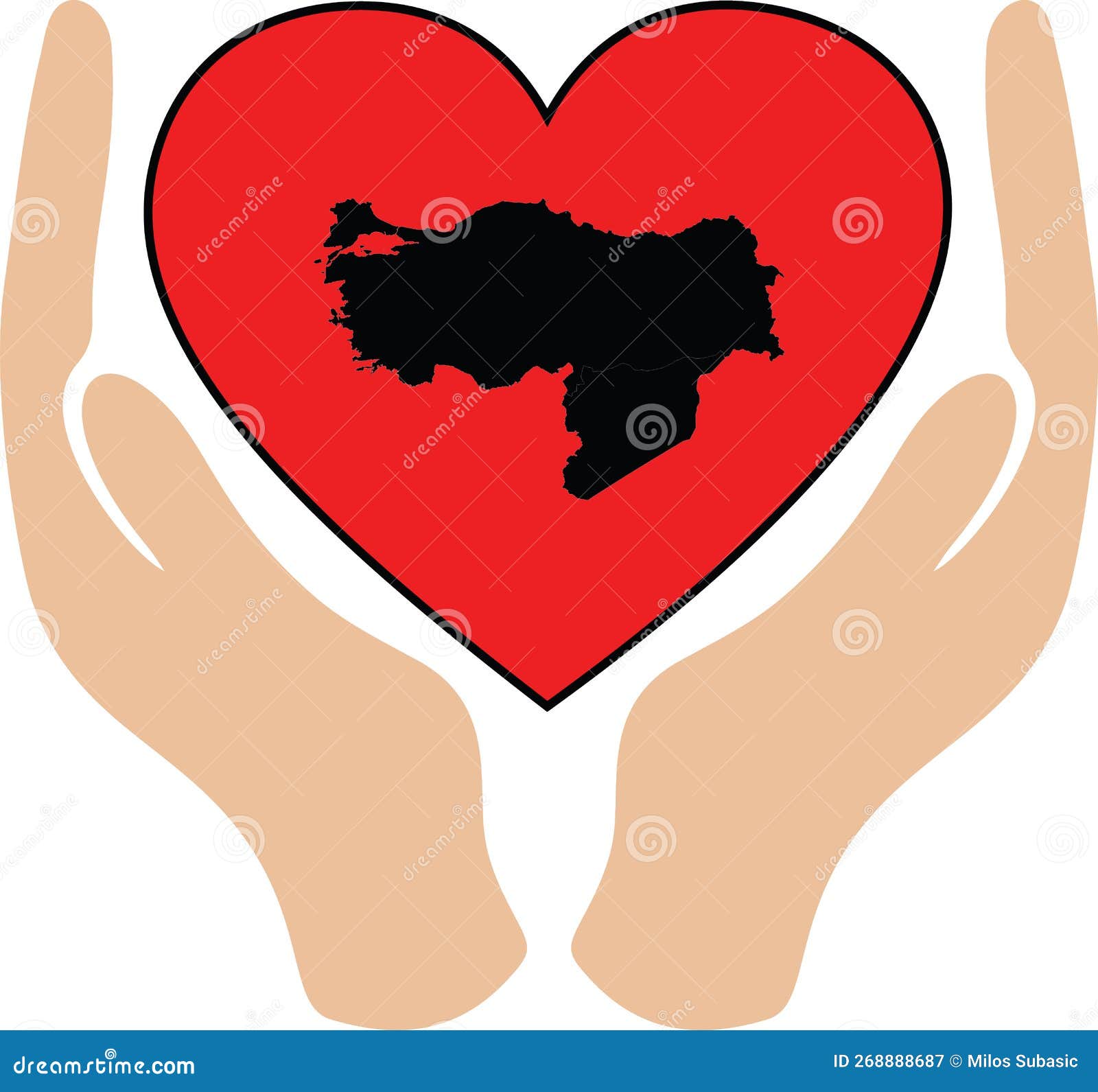 Hands Holding a Red Heart with a Black Map of Turkey and Syria Stock ...