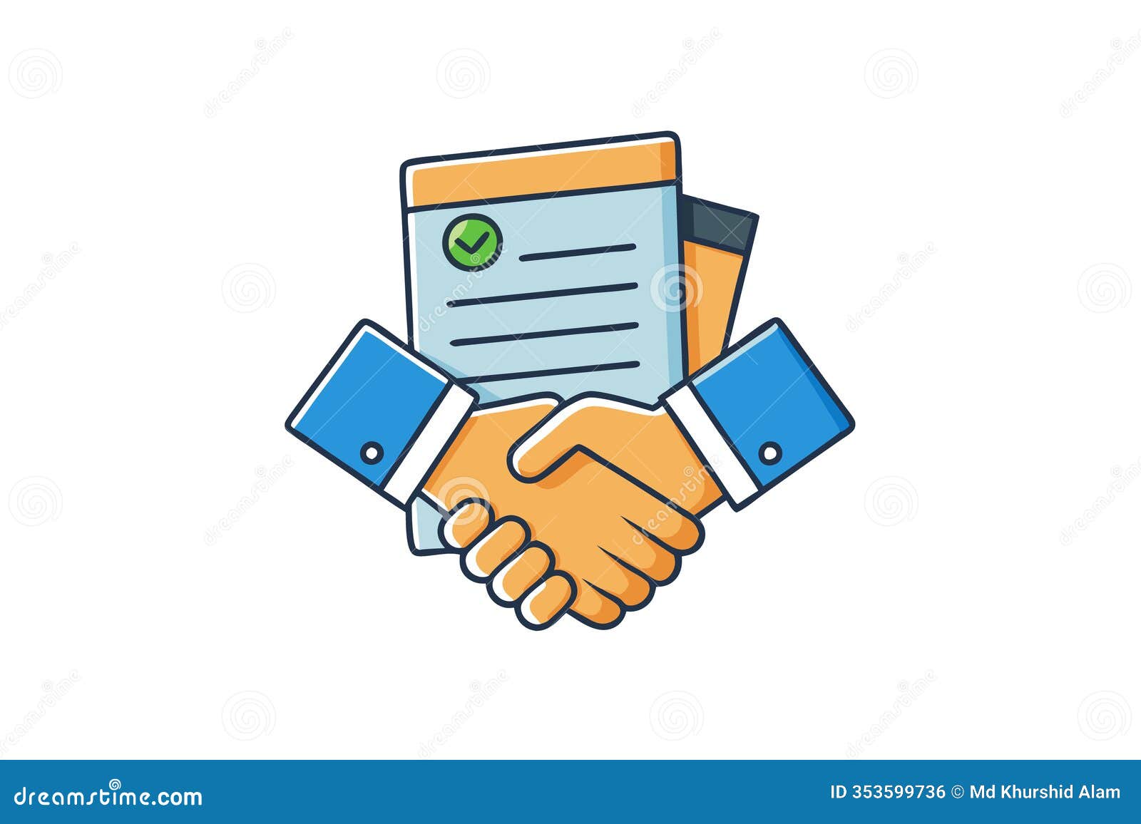Vector Illustration of a Handshake Agreement with a Signed Document ...