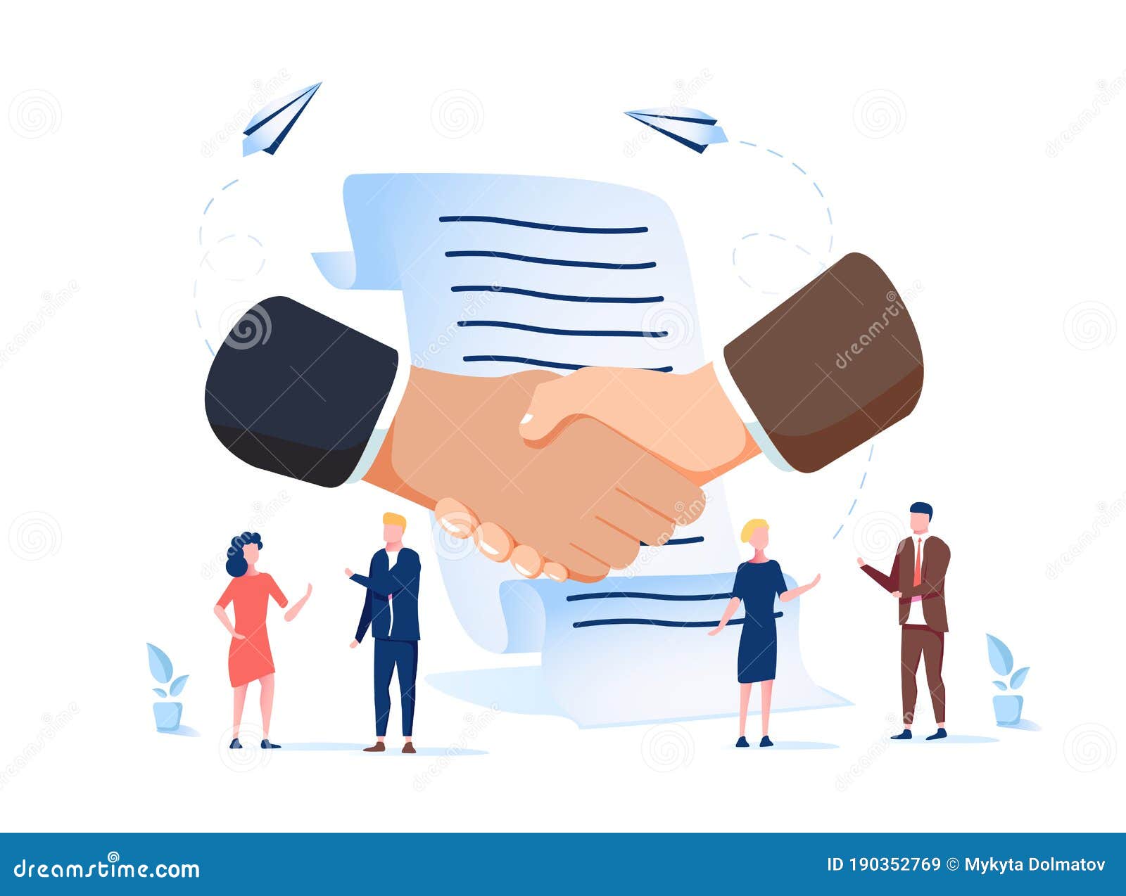 Vector Illustration, Handshake, Conclusion of a Contract, Successful ...