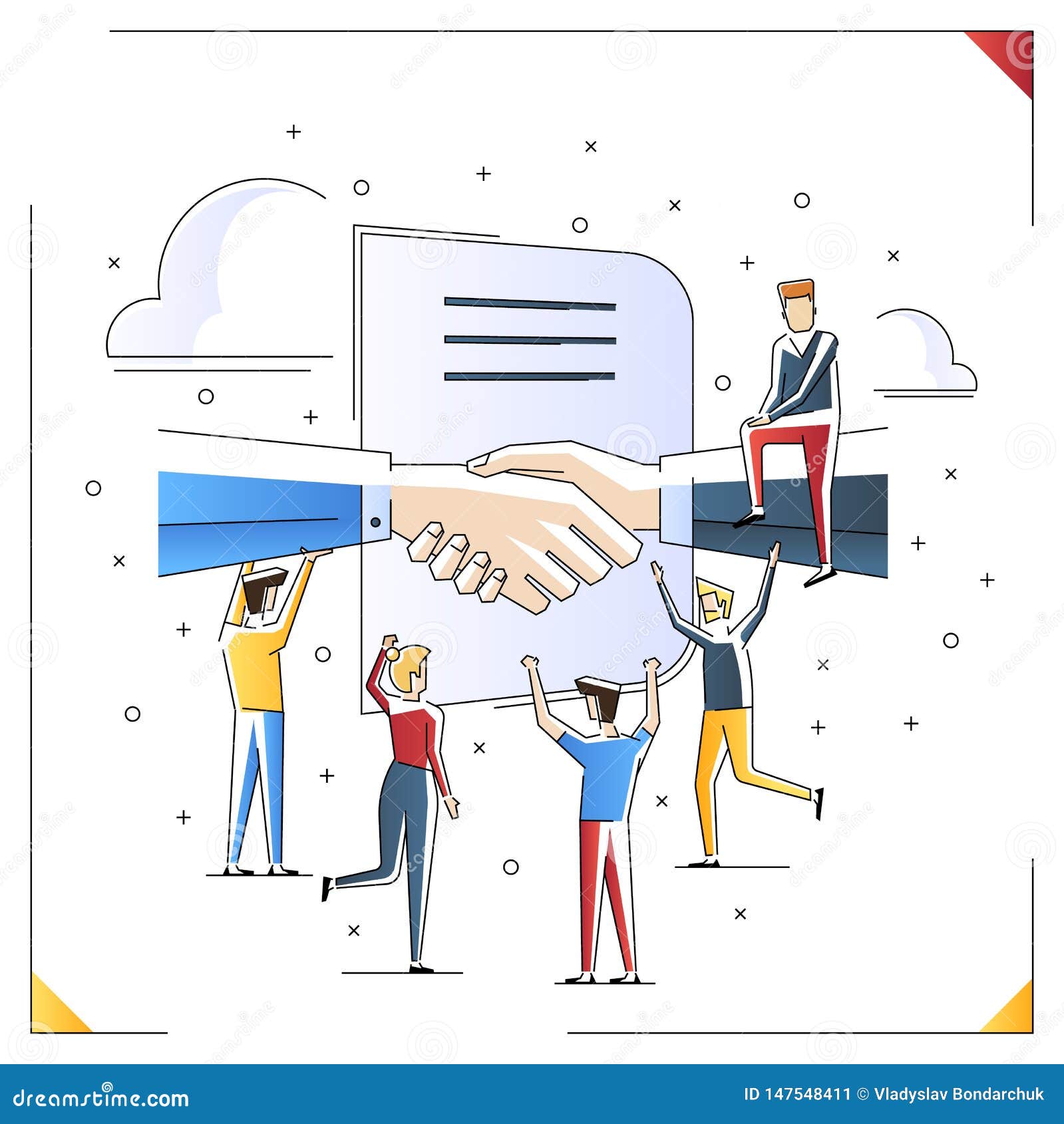 Vector Illustration. Handshake. Conclusion of a Contract, Successful ...