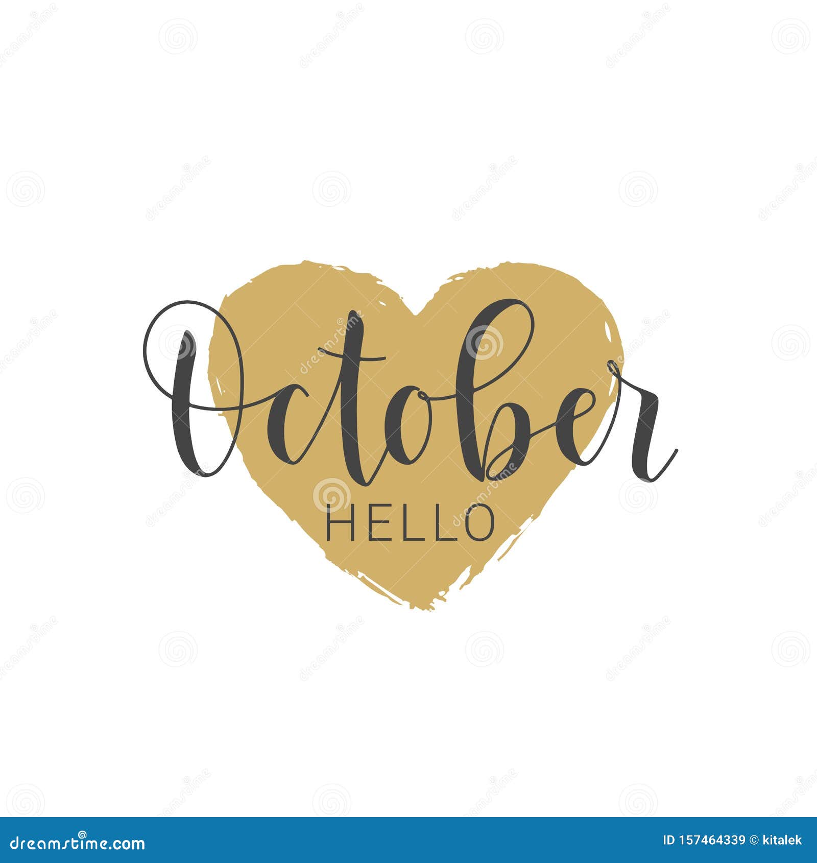 Handwritten Lettering of Hello October on White Background Stock Vector ...