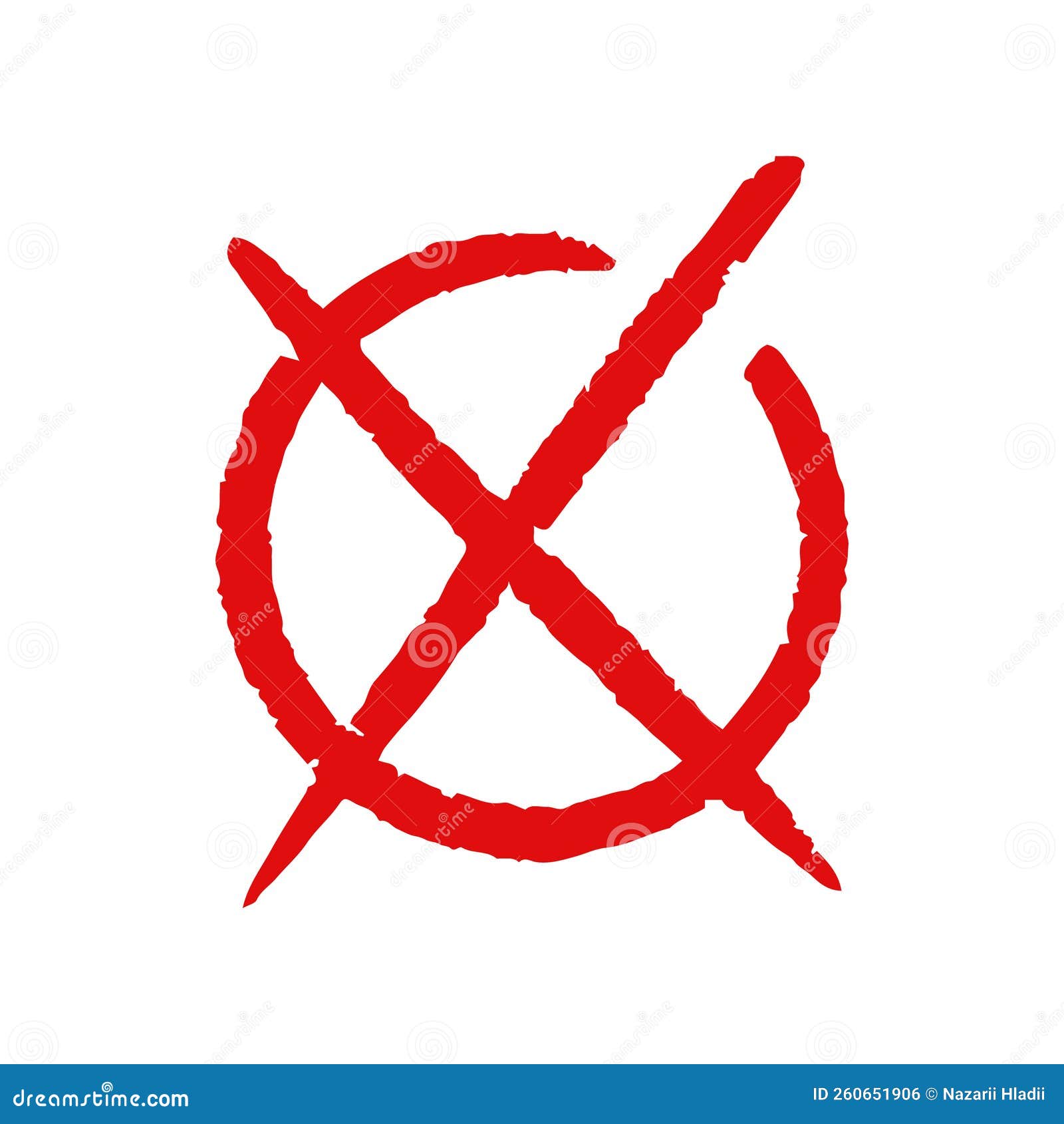 Vector Illustration of Handwritten Red Cross Sing in Circle. Stock ...