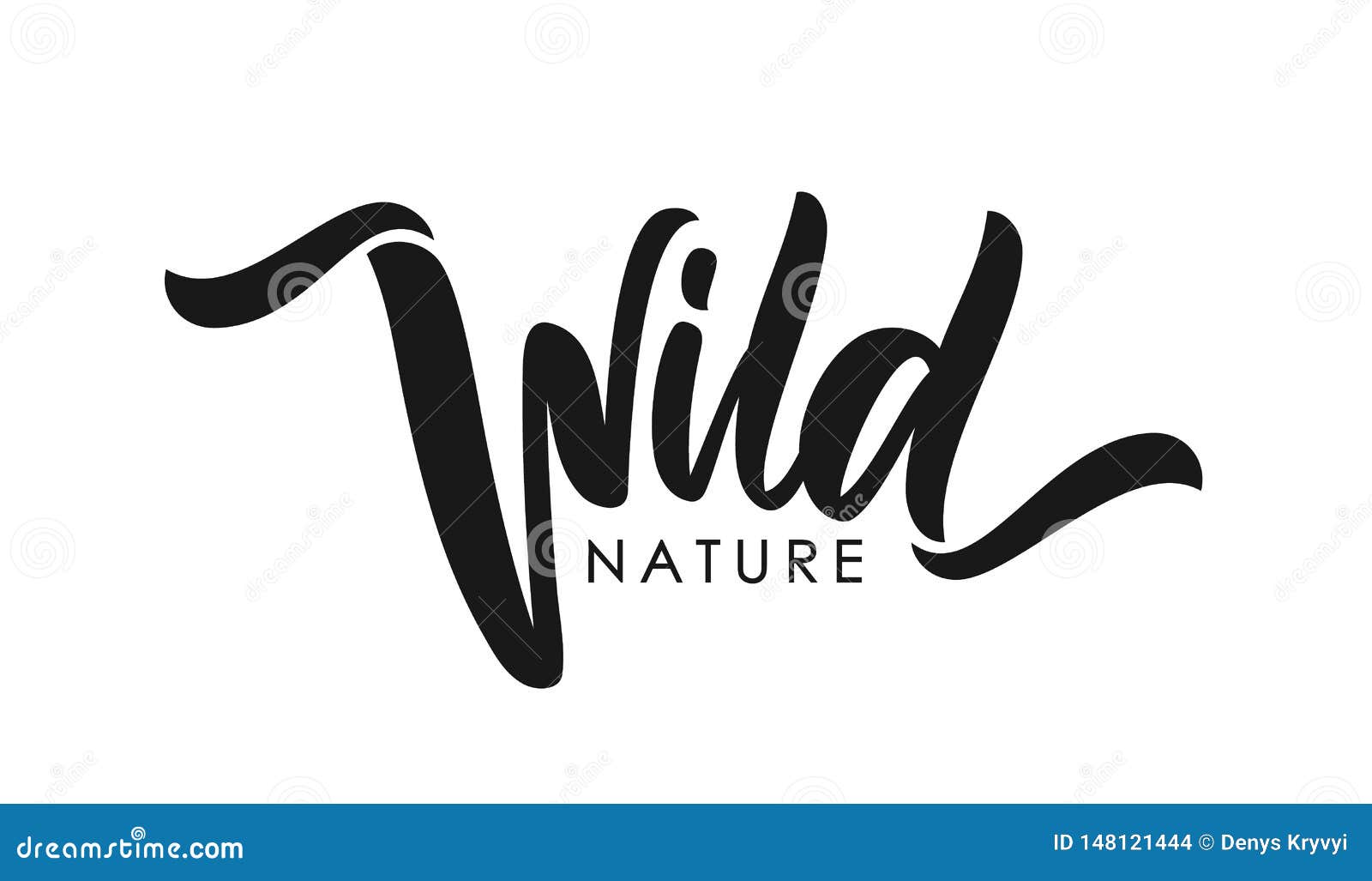 Handwritten Type Calligraphic Lettering of Wild Nature on White ...
