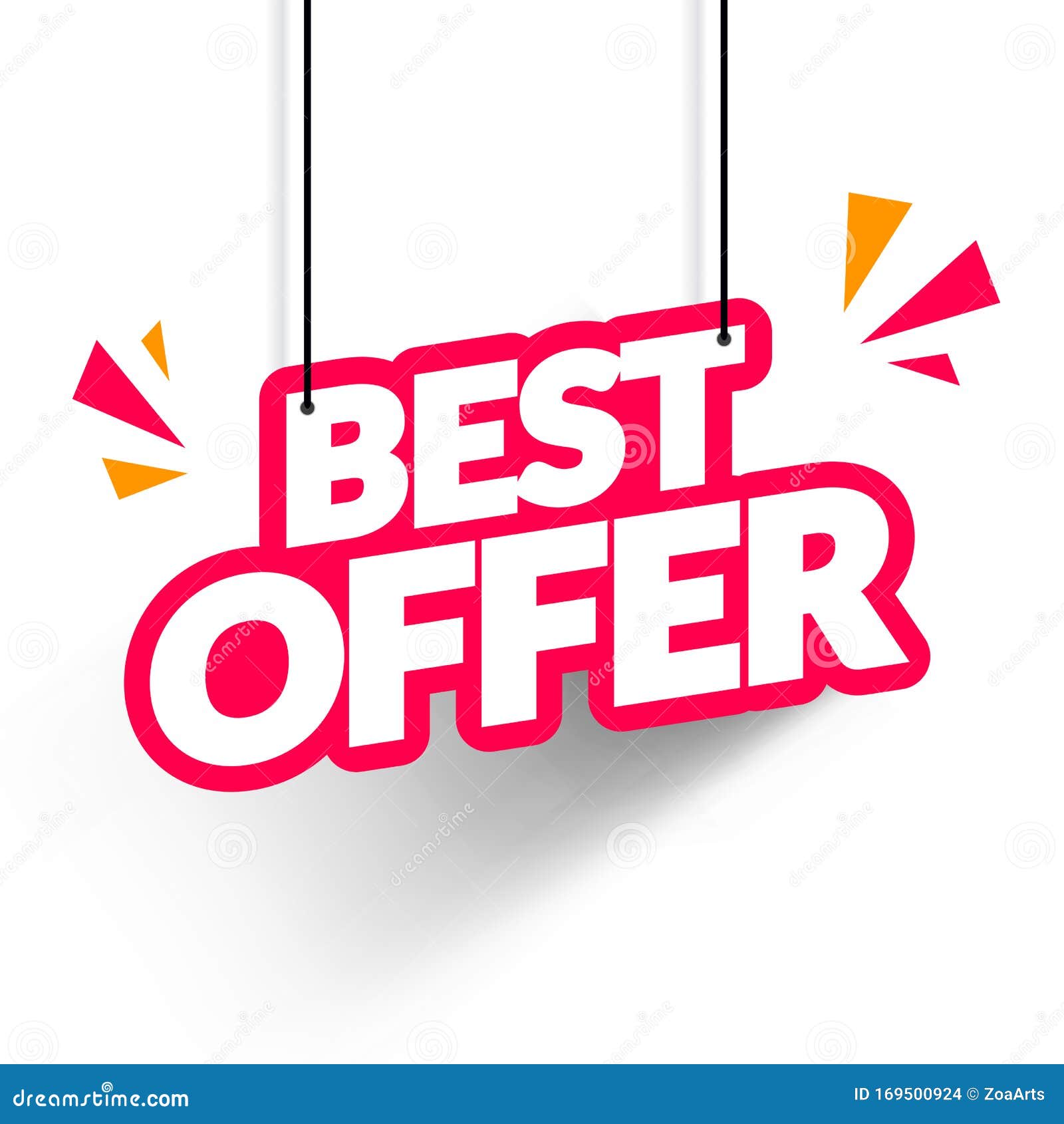 Vector Illustration Hanging Best Offer Label. Stock Vector ...