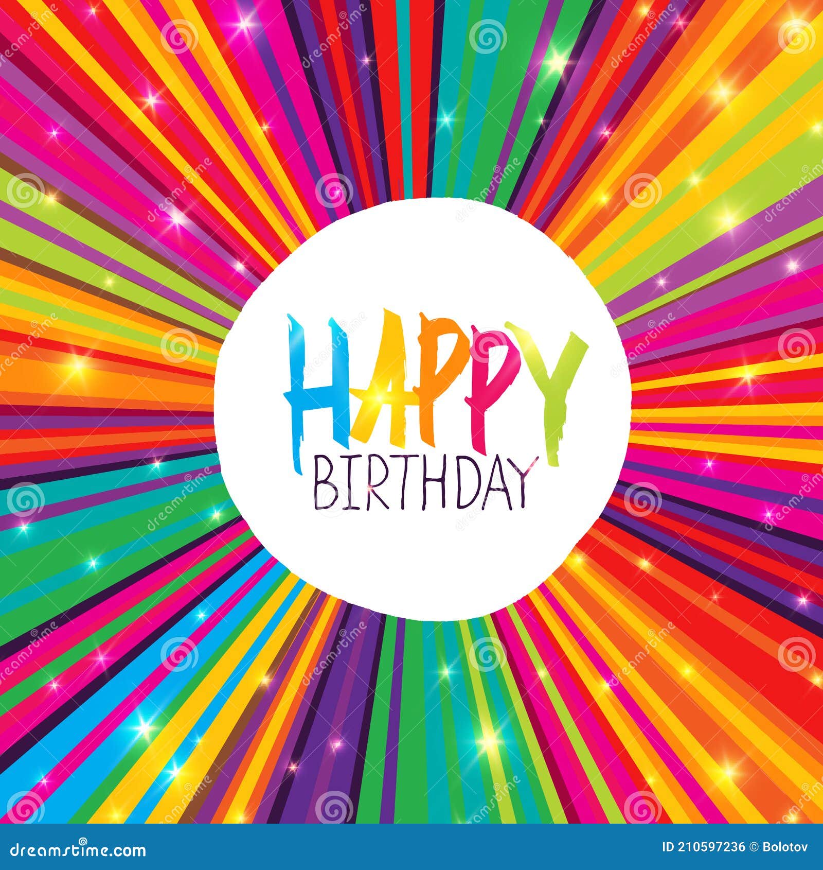 Vector Illustration of a Happy Birthday Greeting Card with Colorful ...