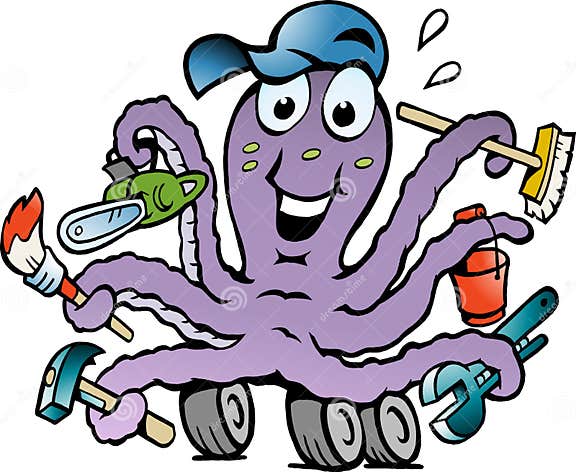 Vector Illustration of an Happy Busy Octopus Stock Vector ...