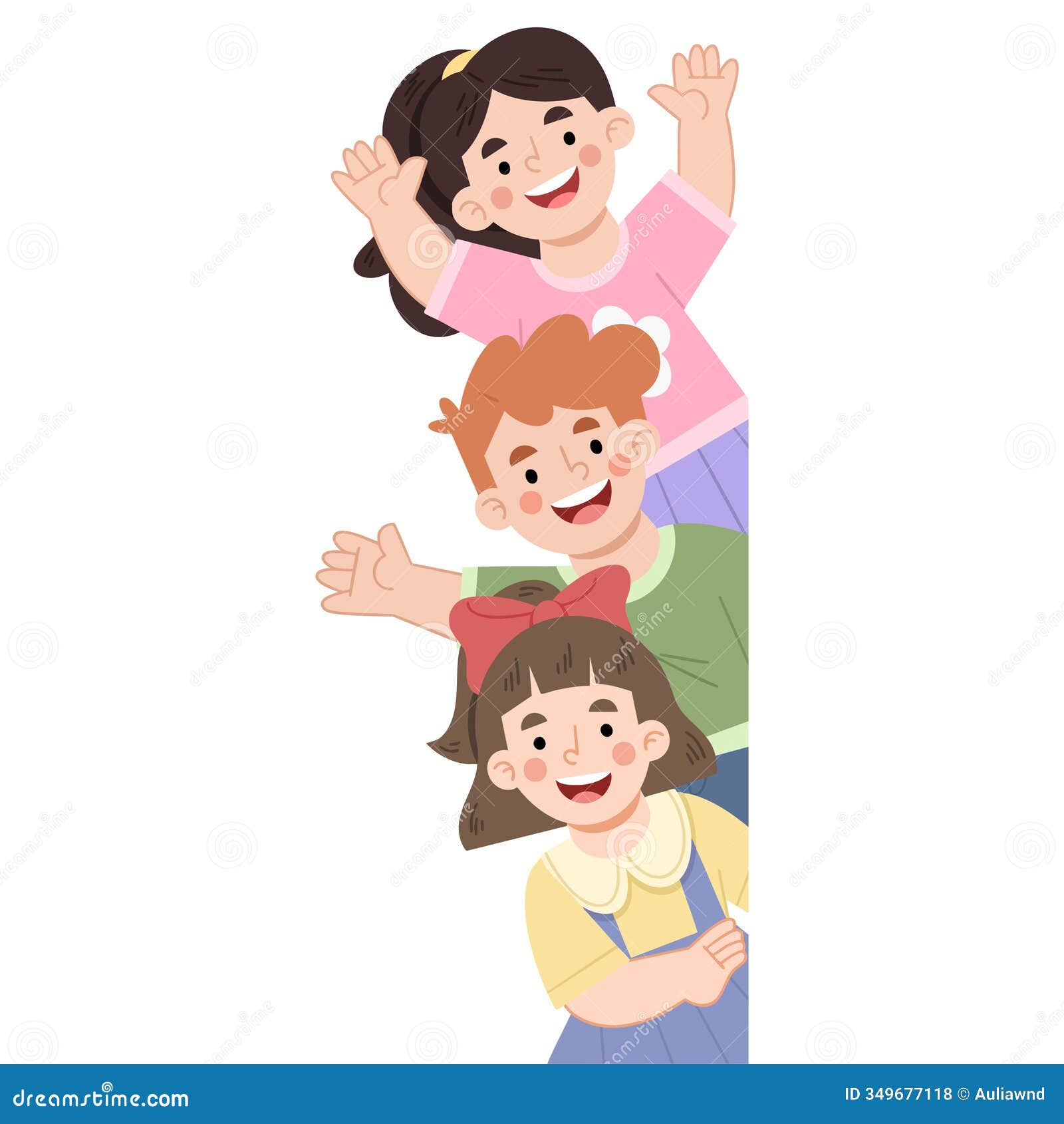 Vector Illustration of Happy Children Peeking Stock Illustration ...