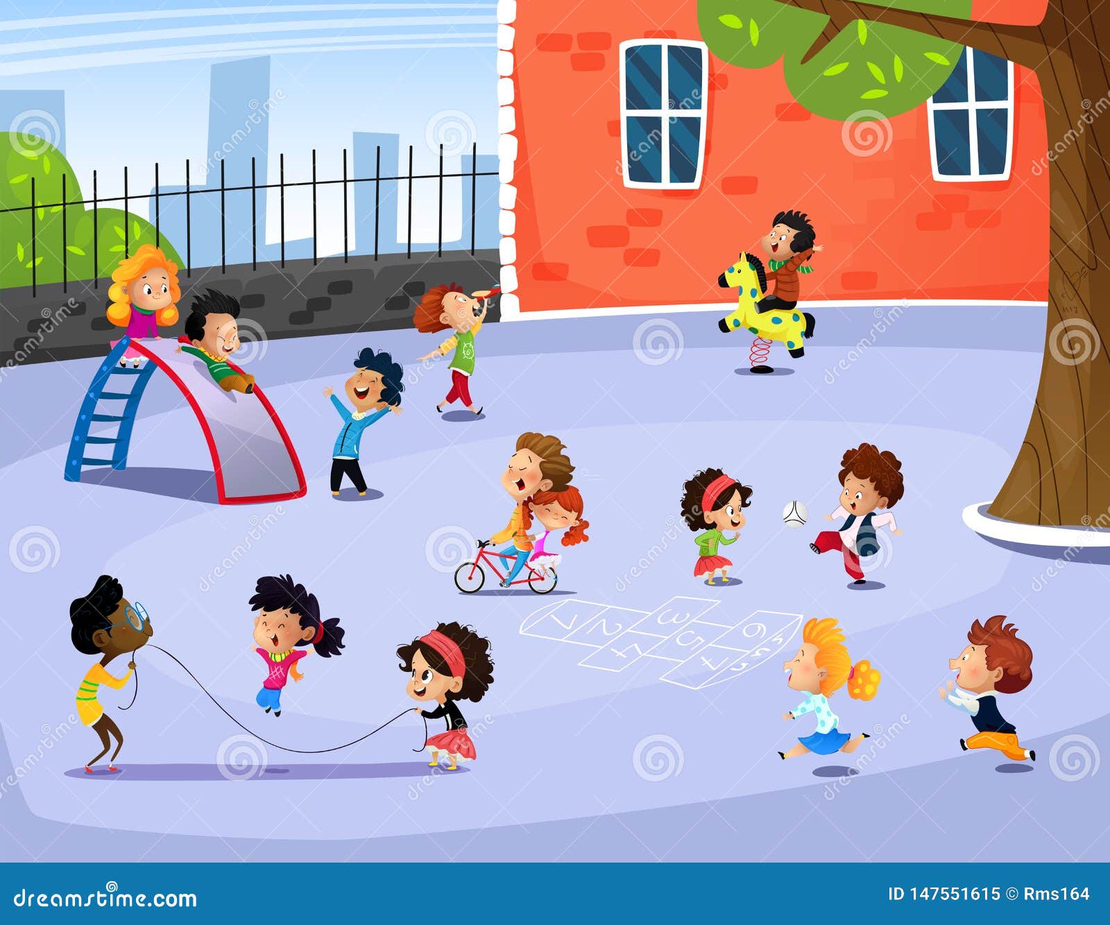 Vector Illustration of Happy Children Playing in Playground Stock ... Vector Illustration of Happy Children Playing in Playground Stock ...