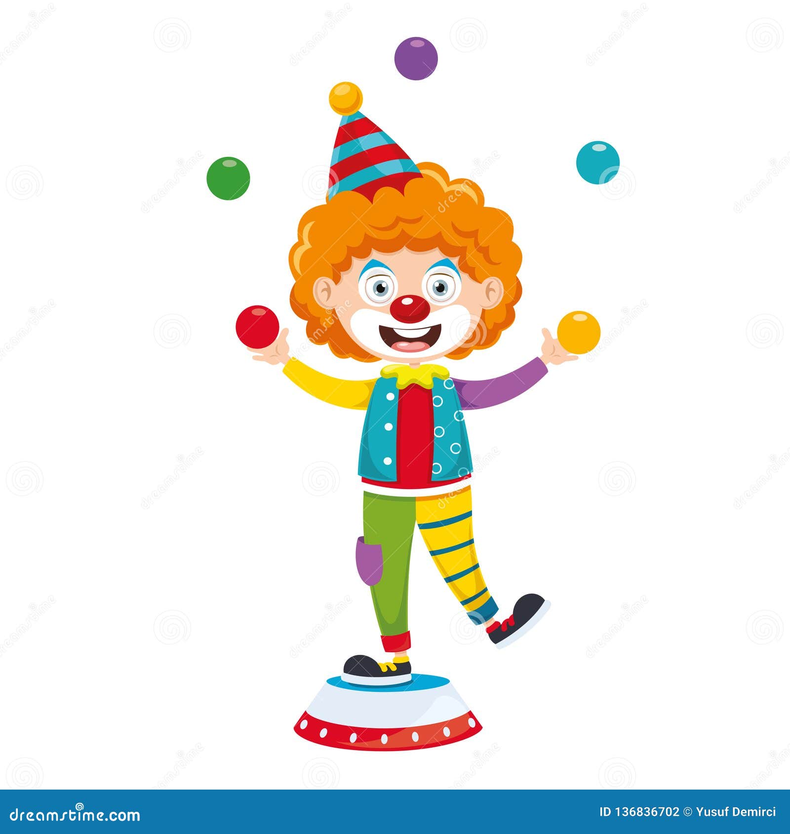 Vector Illustration of Happy Circus Clown Stock Vector - Illustration ...