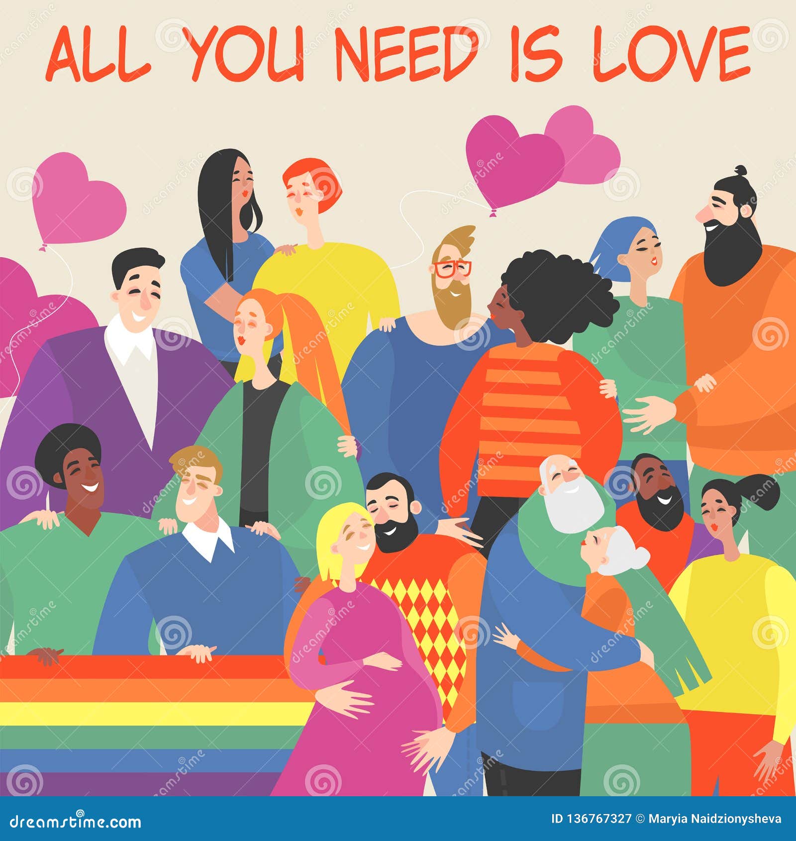 Vector Illustration Of Happy Couples Of Different Nationalities Sexual