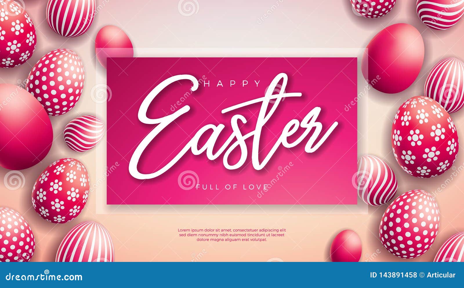 Vector Illustration of Happy Easter Holiday with Red Painted Egg on ...