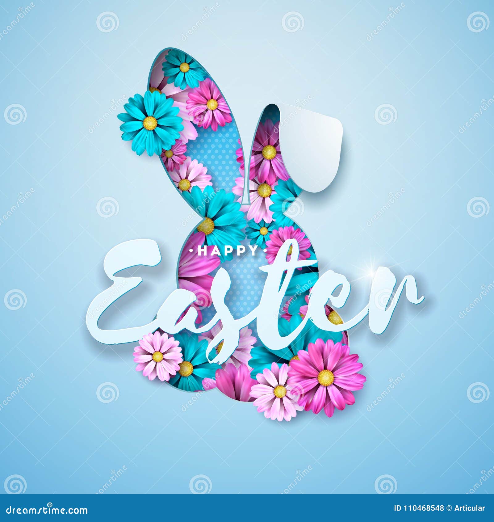 Vector Illustration of Happy Easter Holiday with Spring Flower in Nice ...