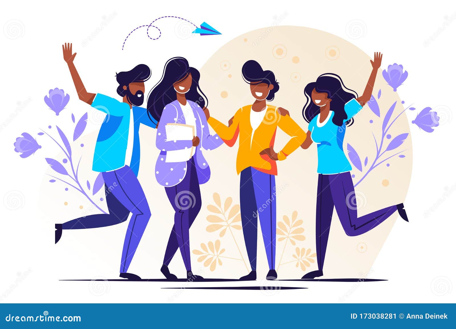 Vector Illustration, Happy Friendship Stock Vector - Illustration of ...