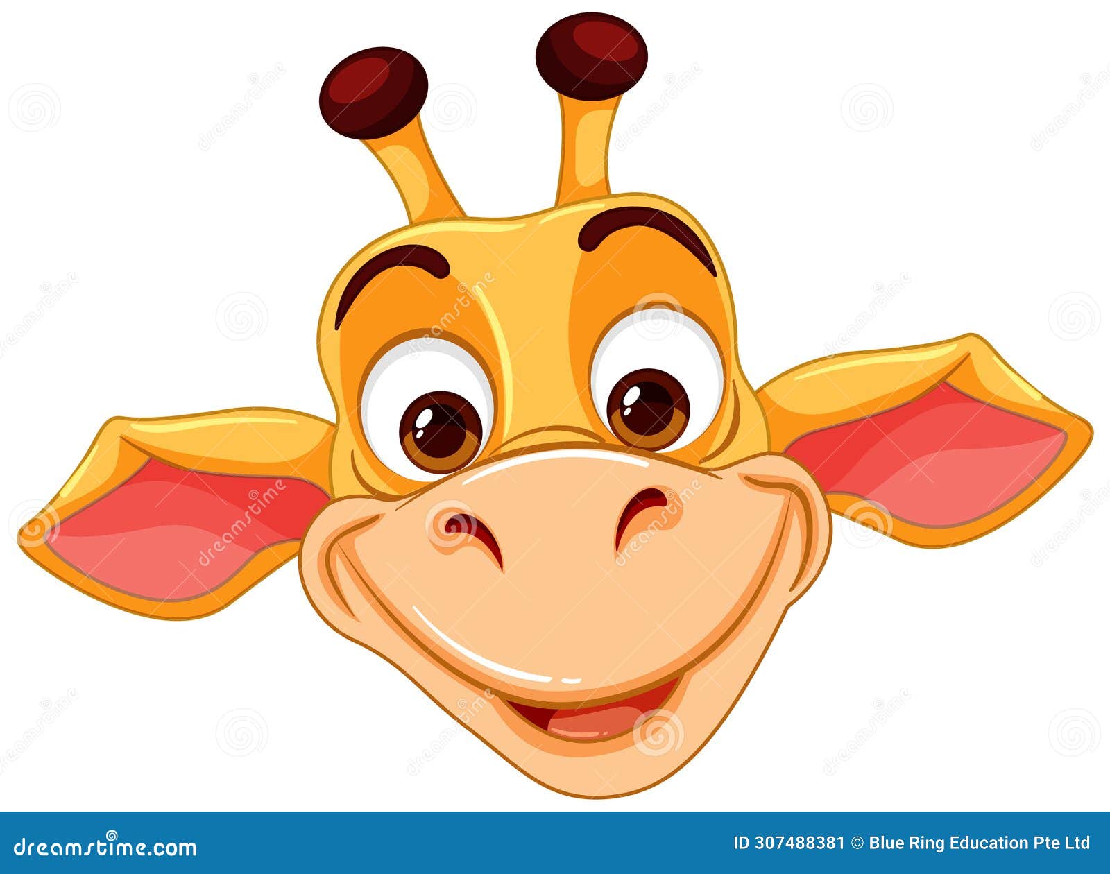 A happy giraffe face stock vector. Illustration of playful - 307488381