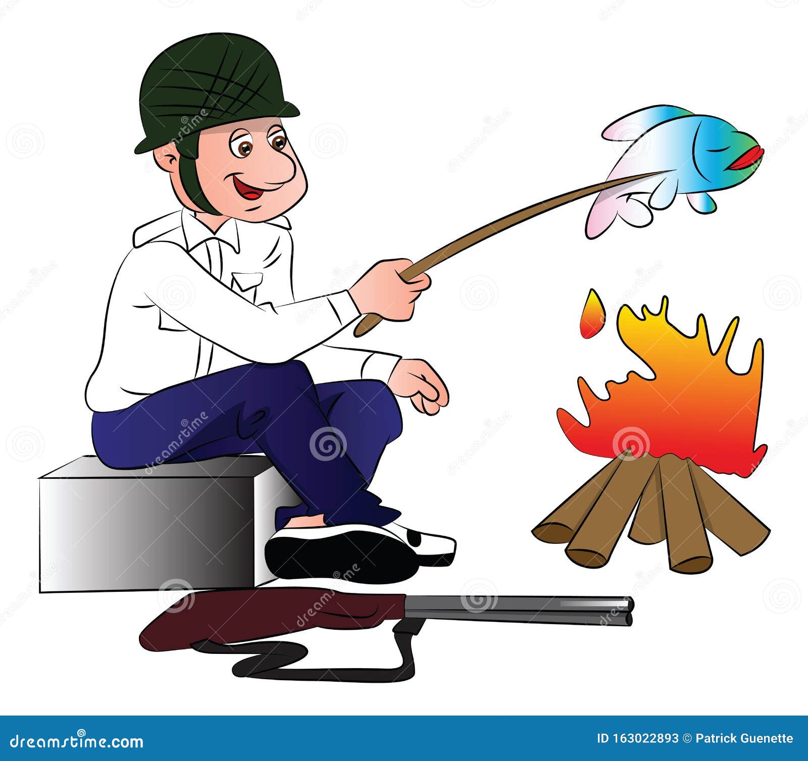 Vector Hunter Man Cartoon Illustration. | CartoonDealer.com #73302983