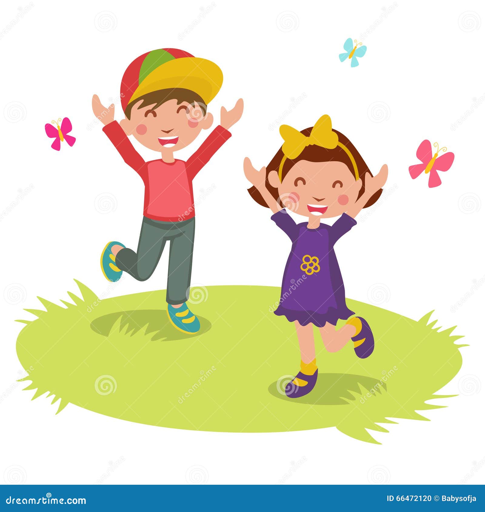 Vector Illustration of Happy Kids Cartoon 2 Stock Vector - Illustration ...