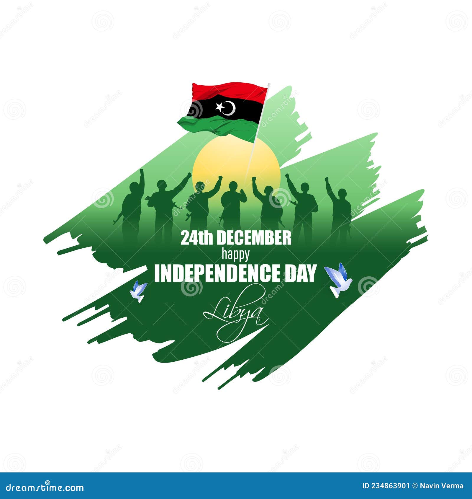 Vector Illustration of Happy Libya Independence Day Stock Vector ...