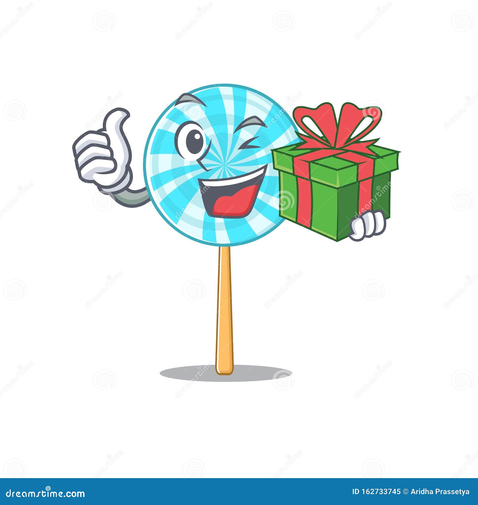 Vector Illustration of Happy Lollipop with Gift Box Stock Vector ...