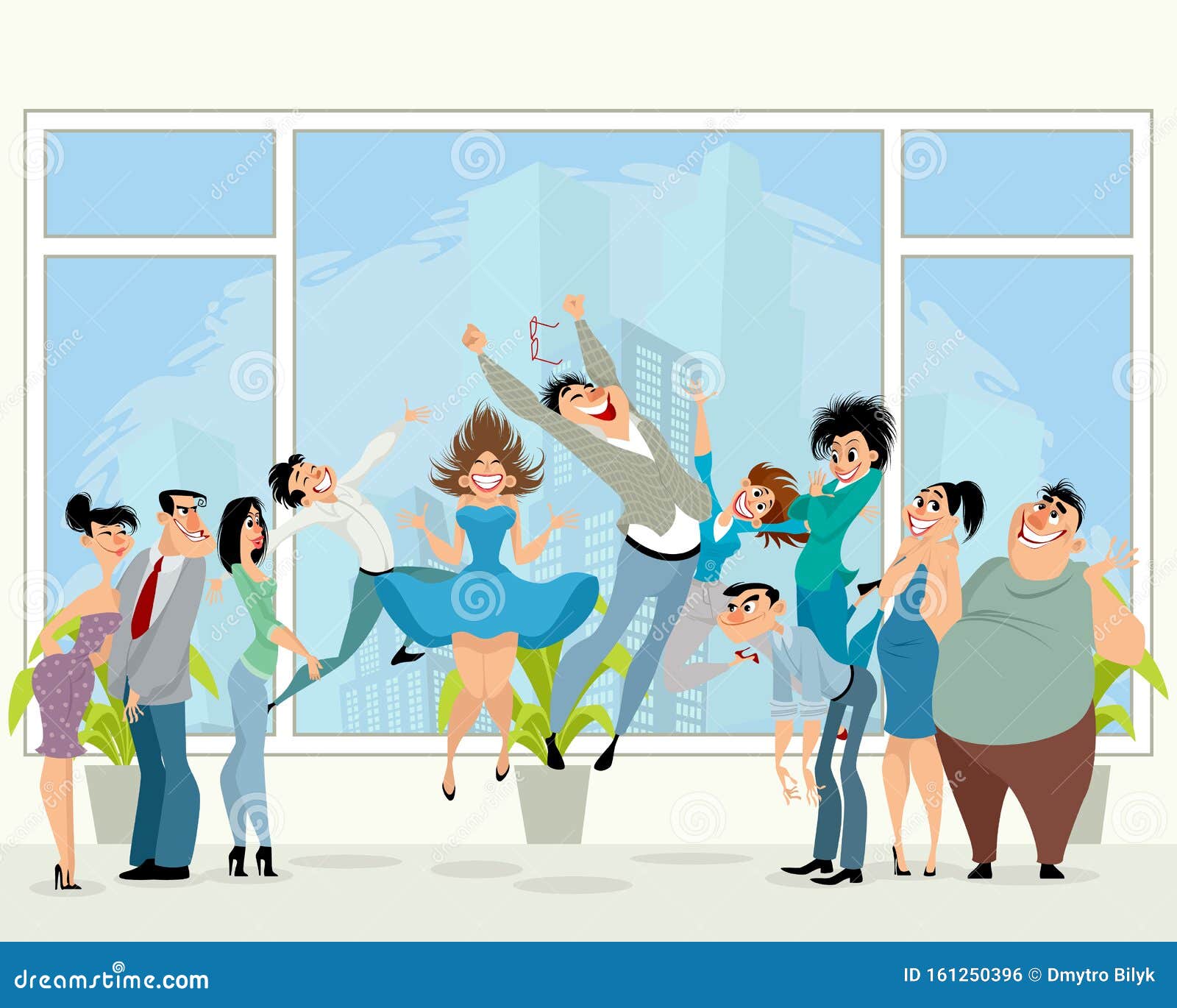 Happy people in the office stock vector. Illustration of person - 161250396