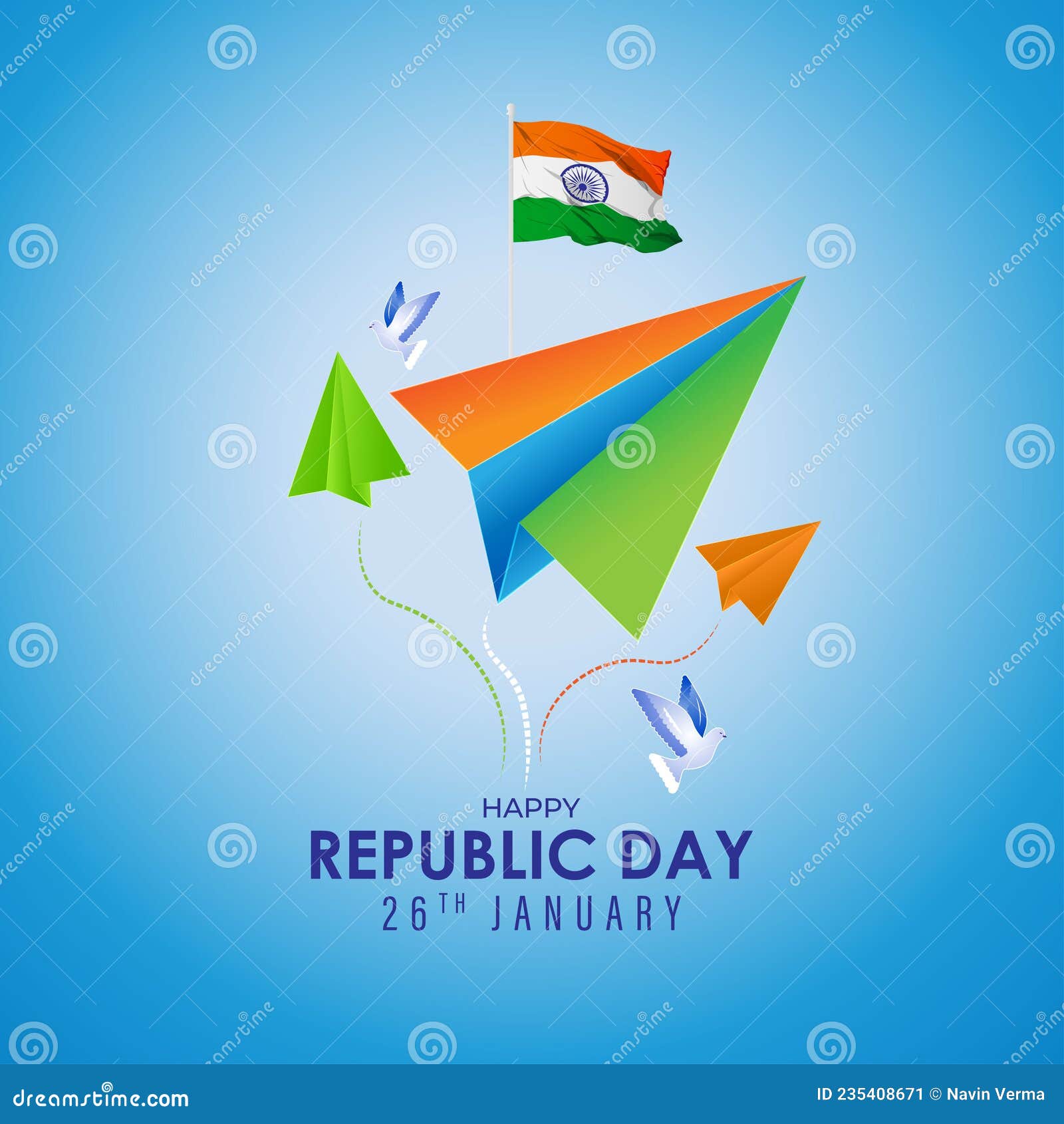 Vector Banner of Happy Republic Day Concept Banner Stock Vector ...