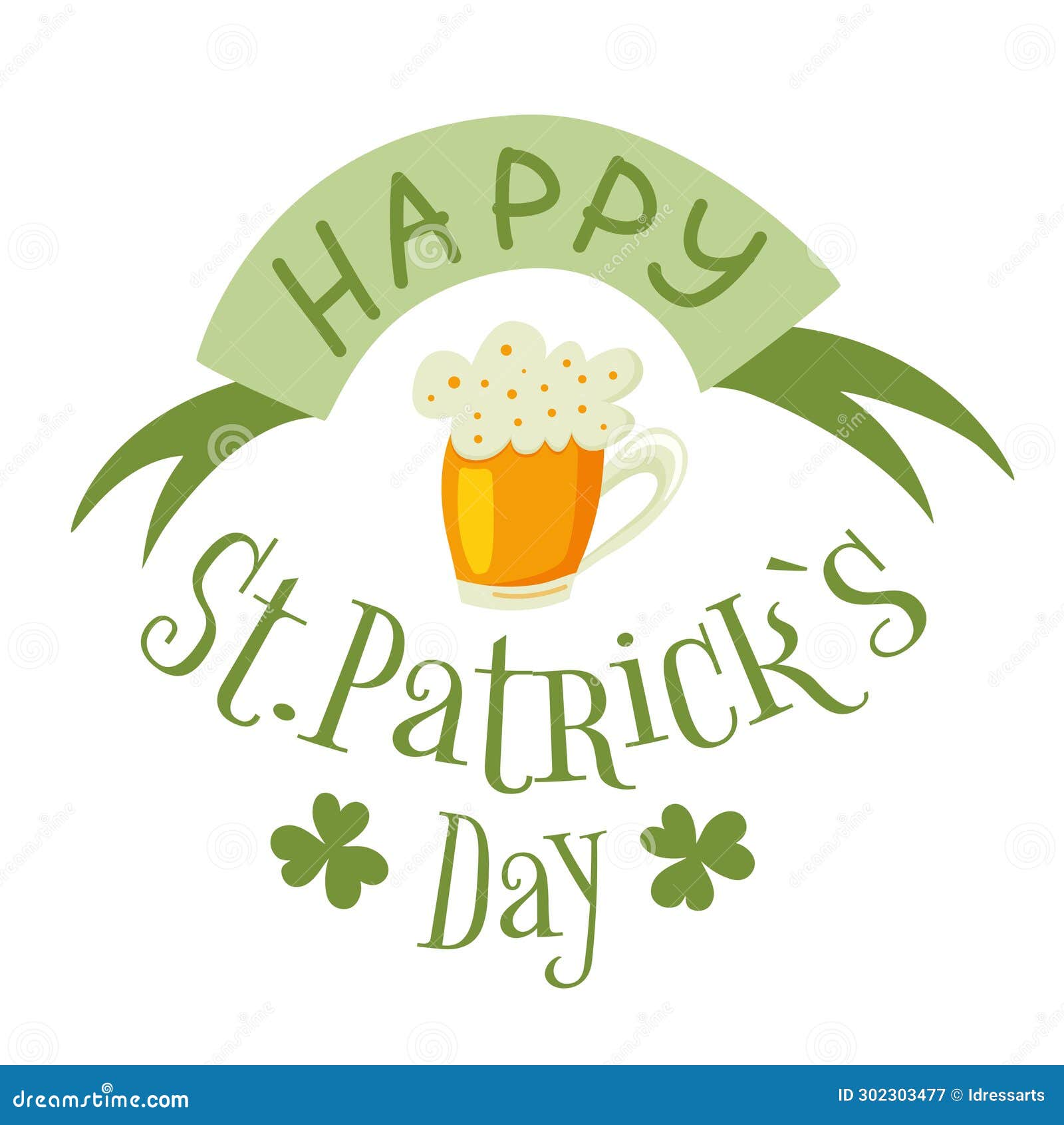 Vector Illustration Of Happy Saint Patrick S Day Card With Beer Stock