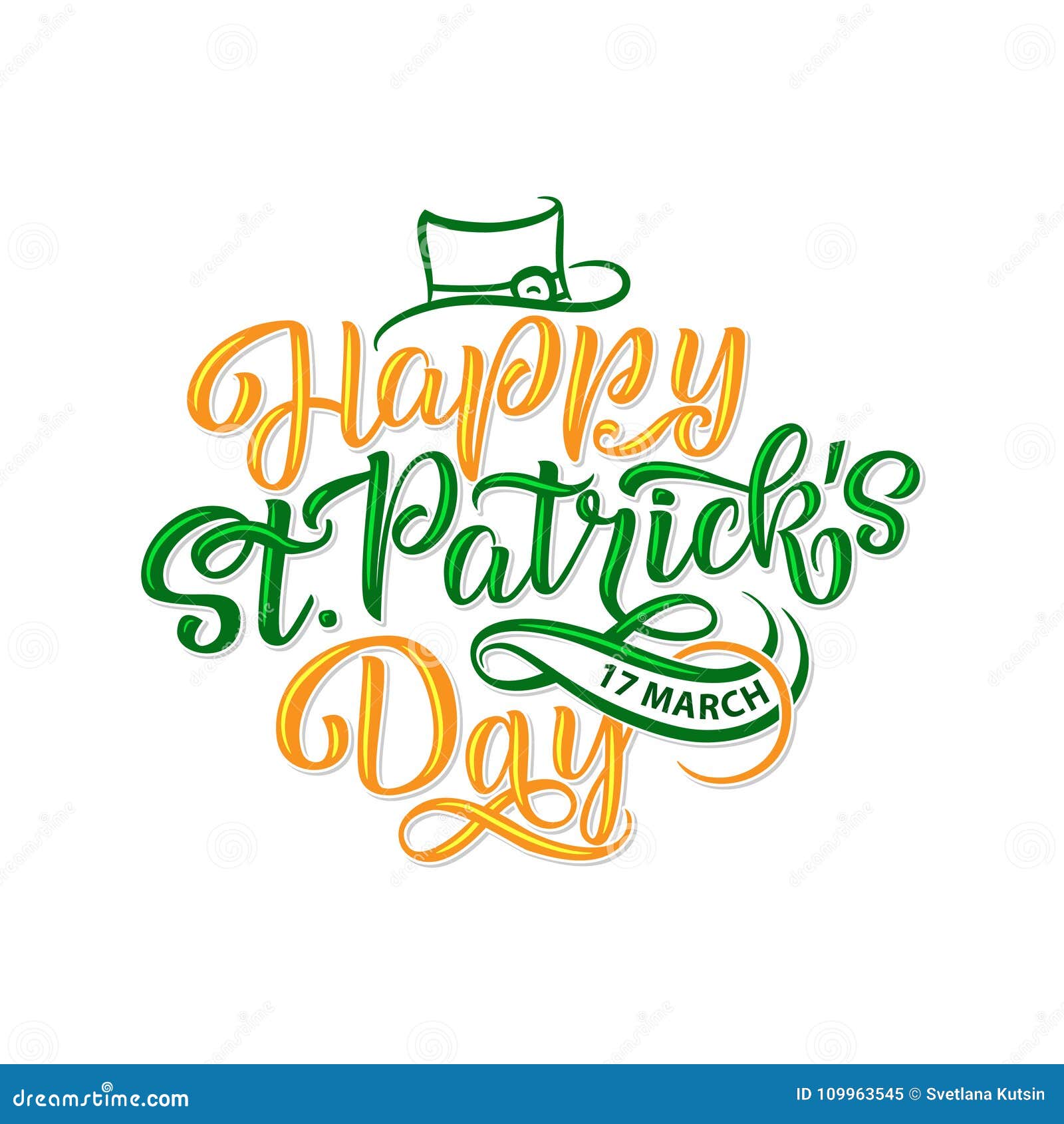 Vector Illustration Of Happy Saint Patrick S Day Logotype Hand