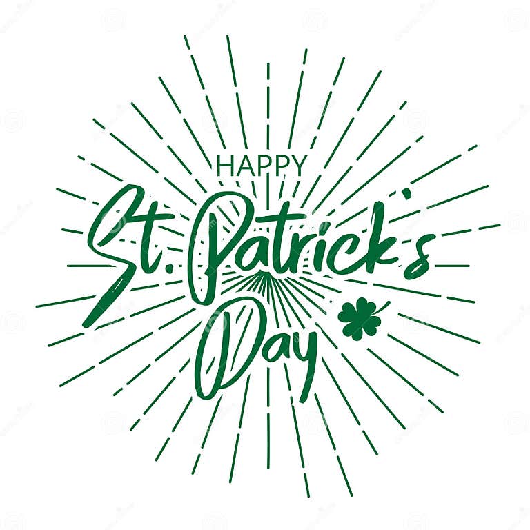 Vector Illustration Of Happy Saint Patrick`s Day Logotype Hand
