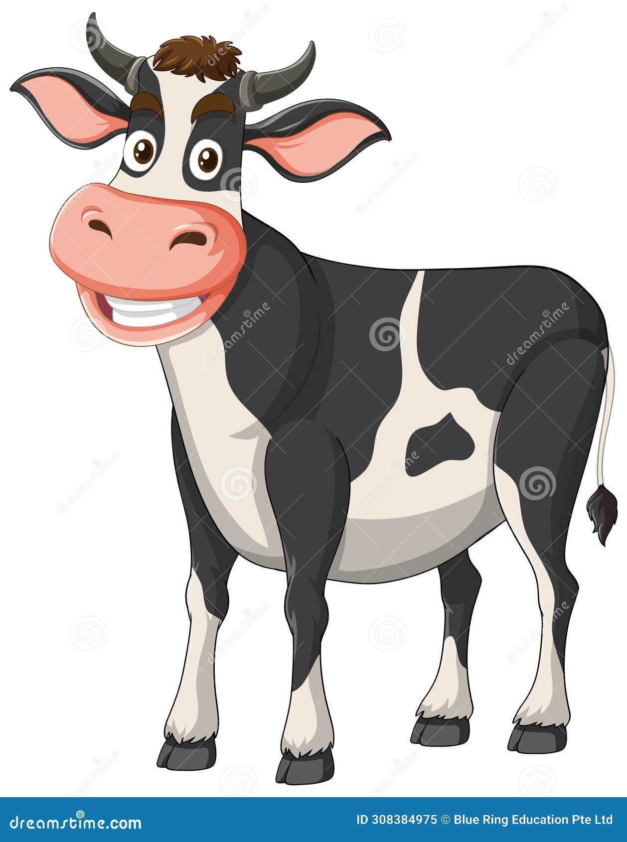 A happy, smiling cow stock vector. Illustration of white - 308384975