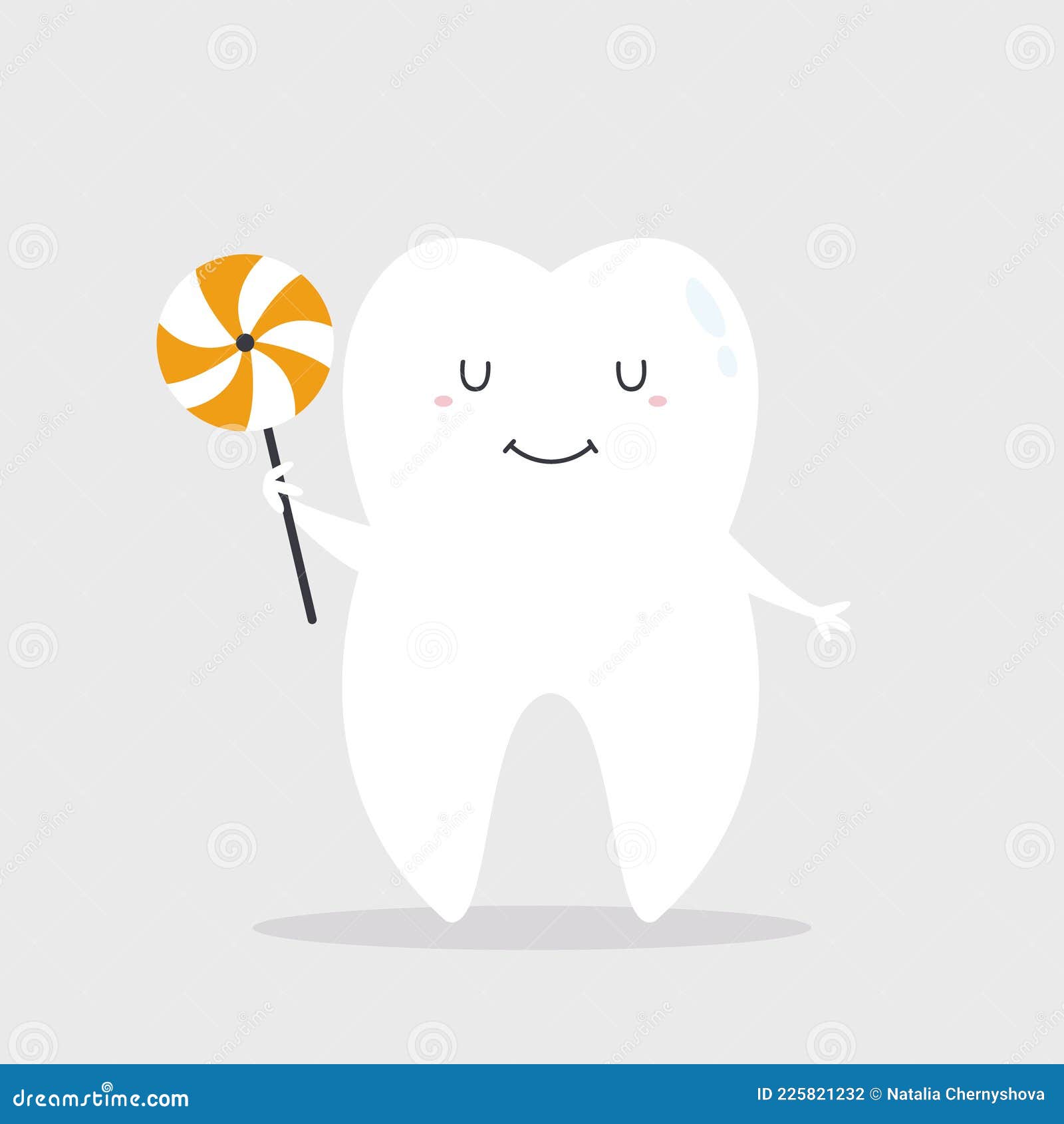 Vector Illustration of a Happy Smiling Tooth with Candy Stock Vector ...
