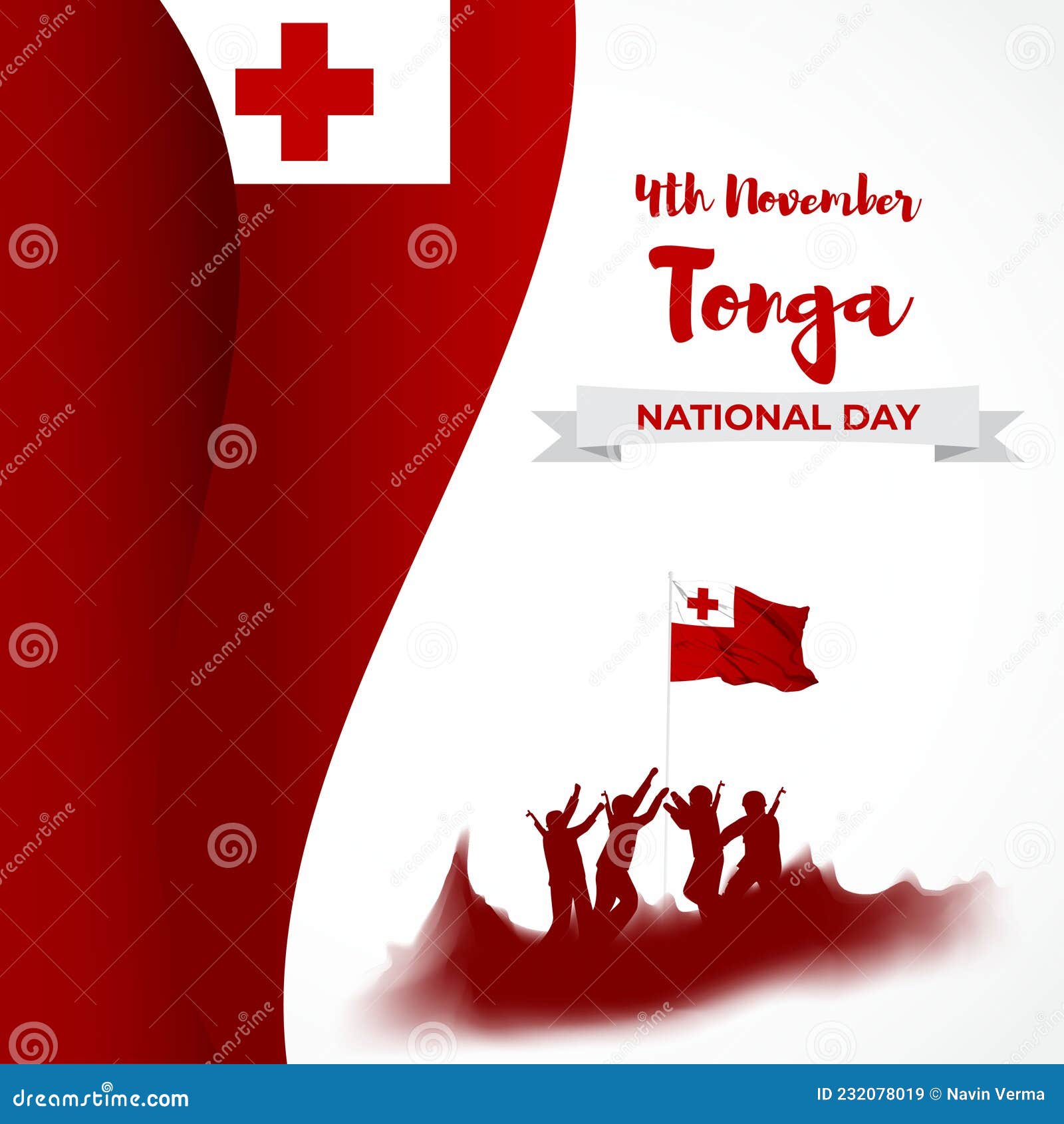 Tonga National Day Flat Patriotic Poster. Cartoon Vector ...