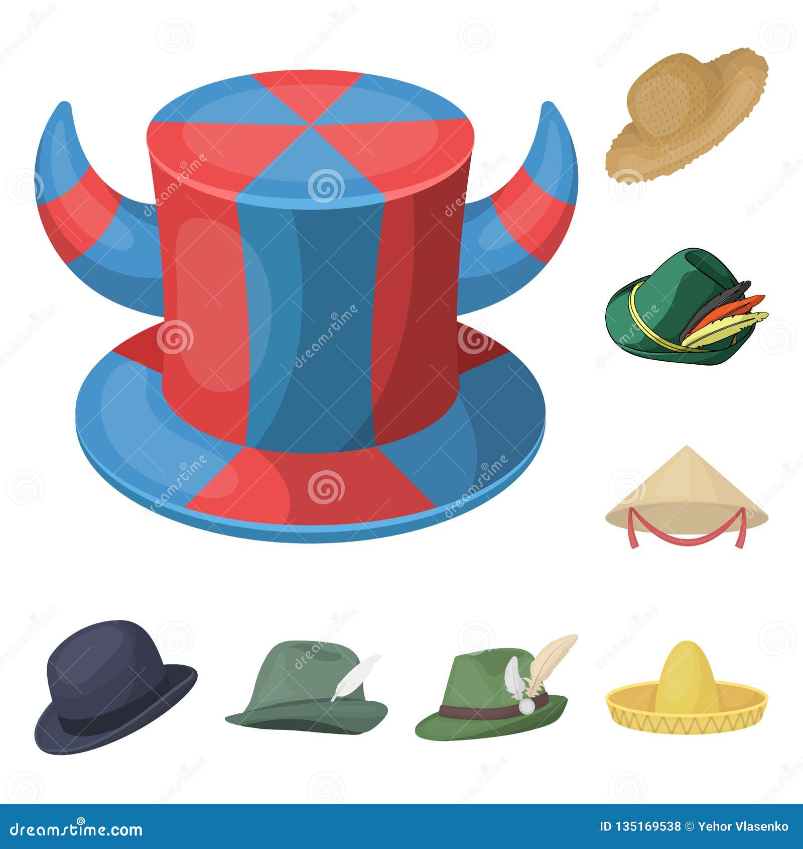 Vector Illustration of Hat and Cap Symbol. Set of Hat and Model Stock ...