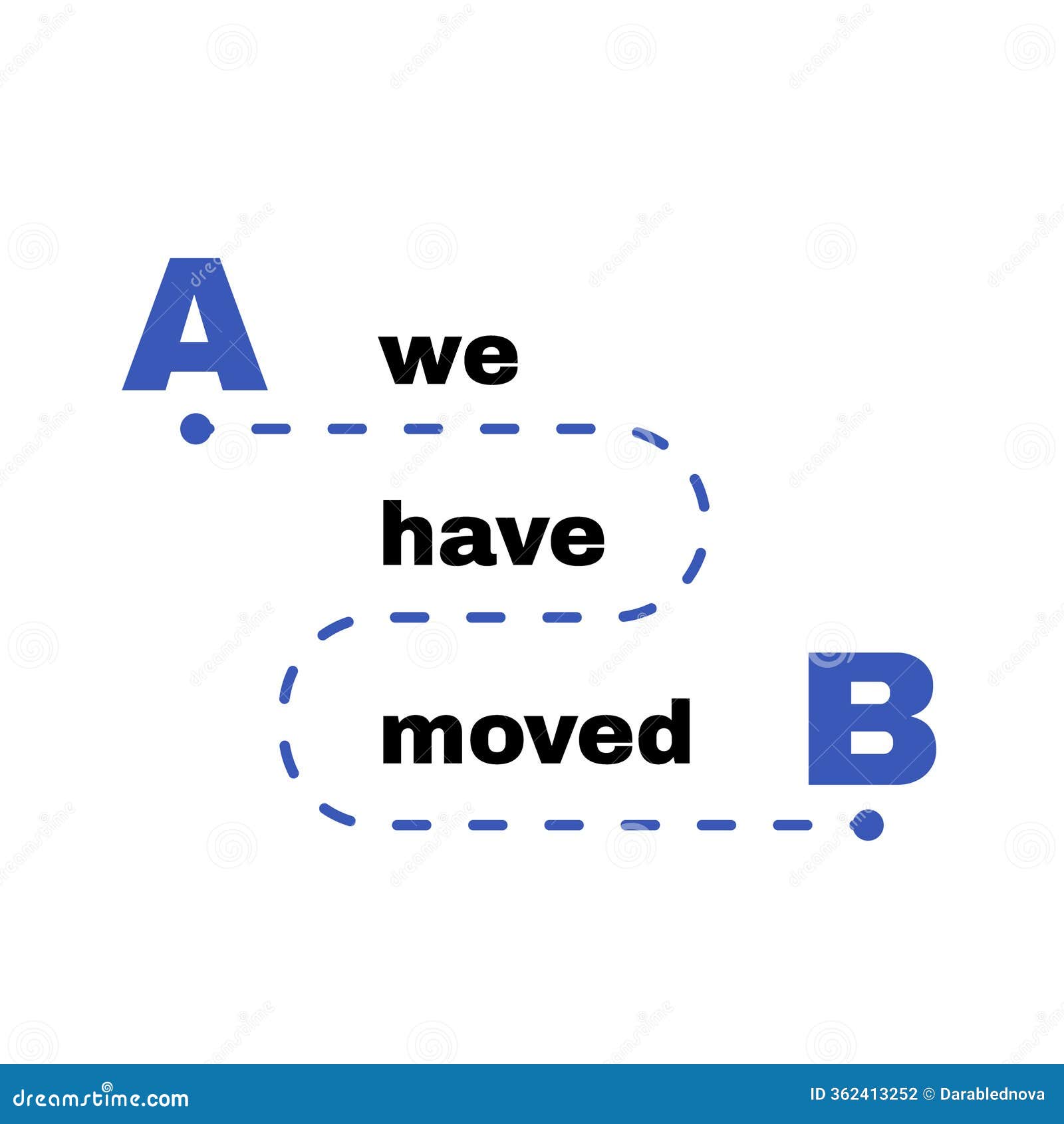 We`ve Moved Sign W Text Typography & Icon To Convey Moving Cartoon ...