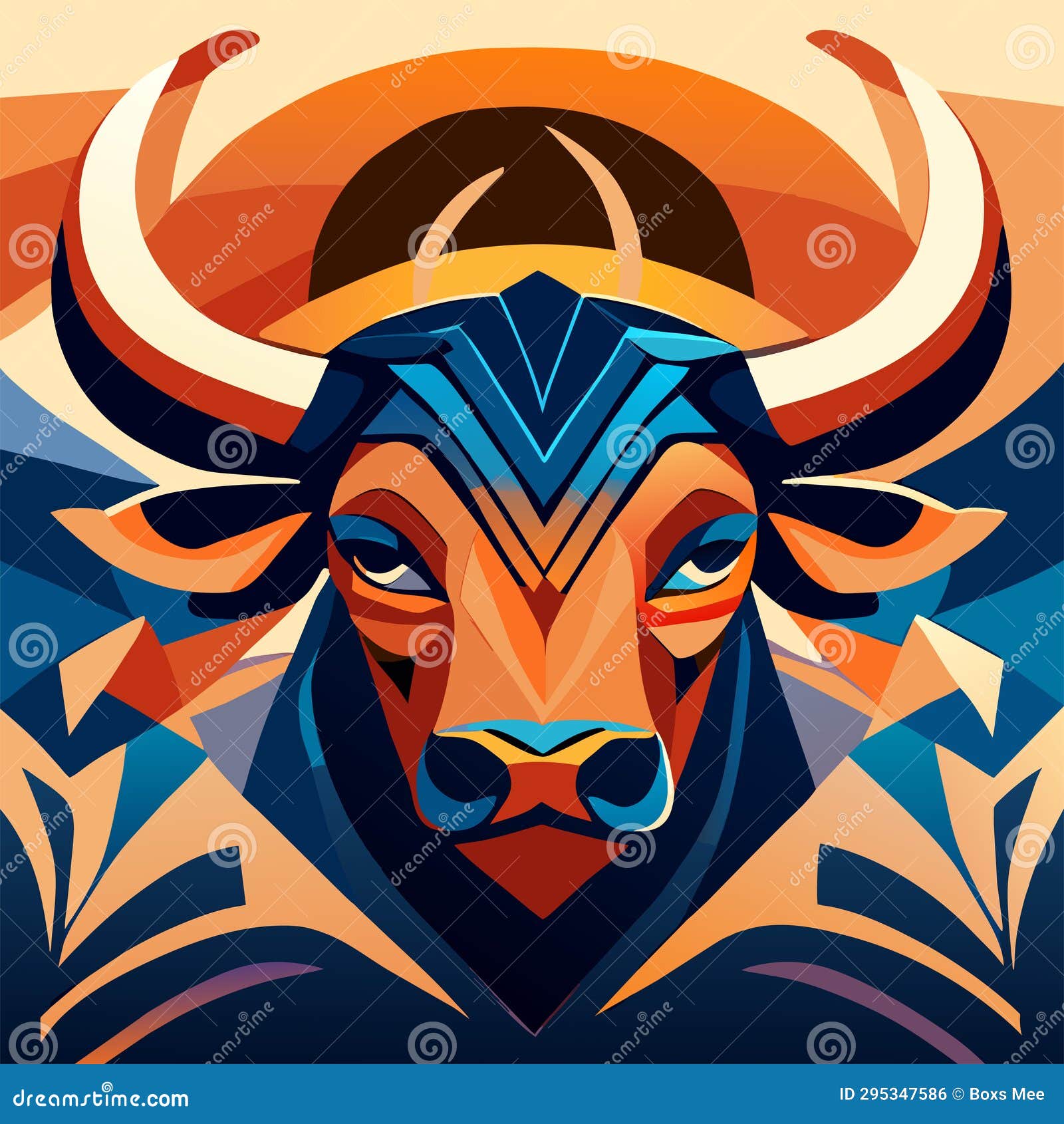 Vector Illustration of the Head of a Buffalo in the Abstract Style. AI ...