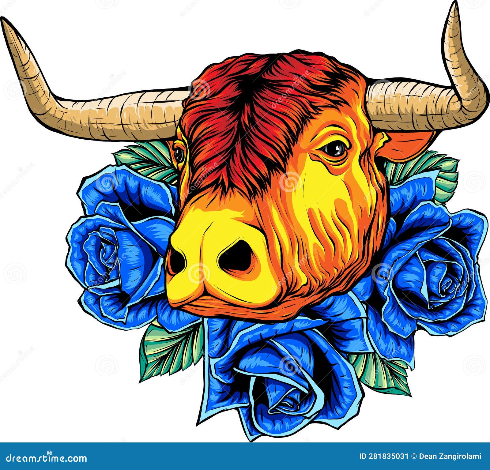 Vector Illustration of Head Bull Colored Design Stock Vector ...