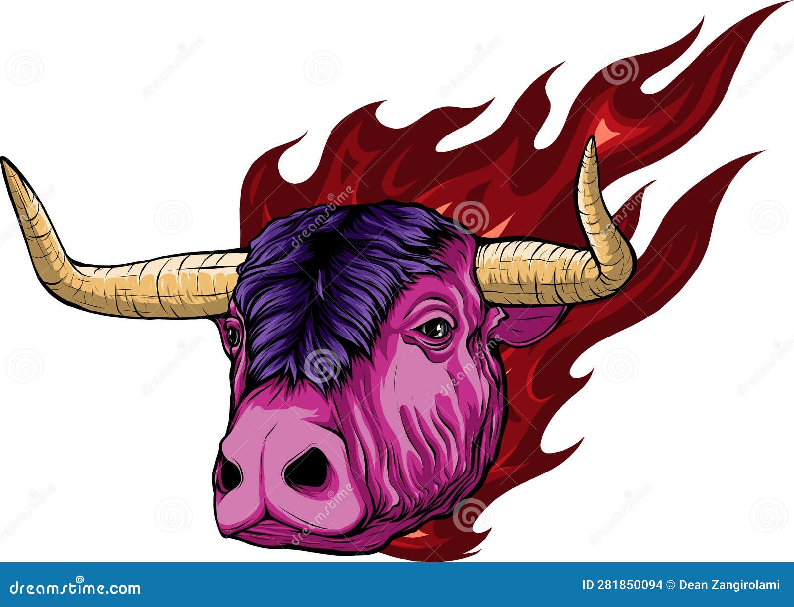 Vector Illustration of Head Bull Colored Design Stock Vector ...