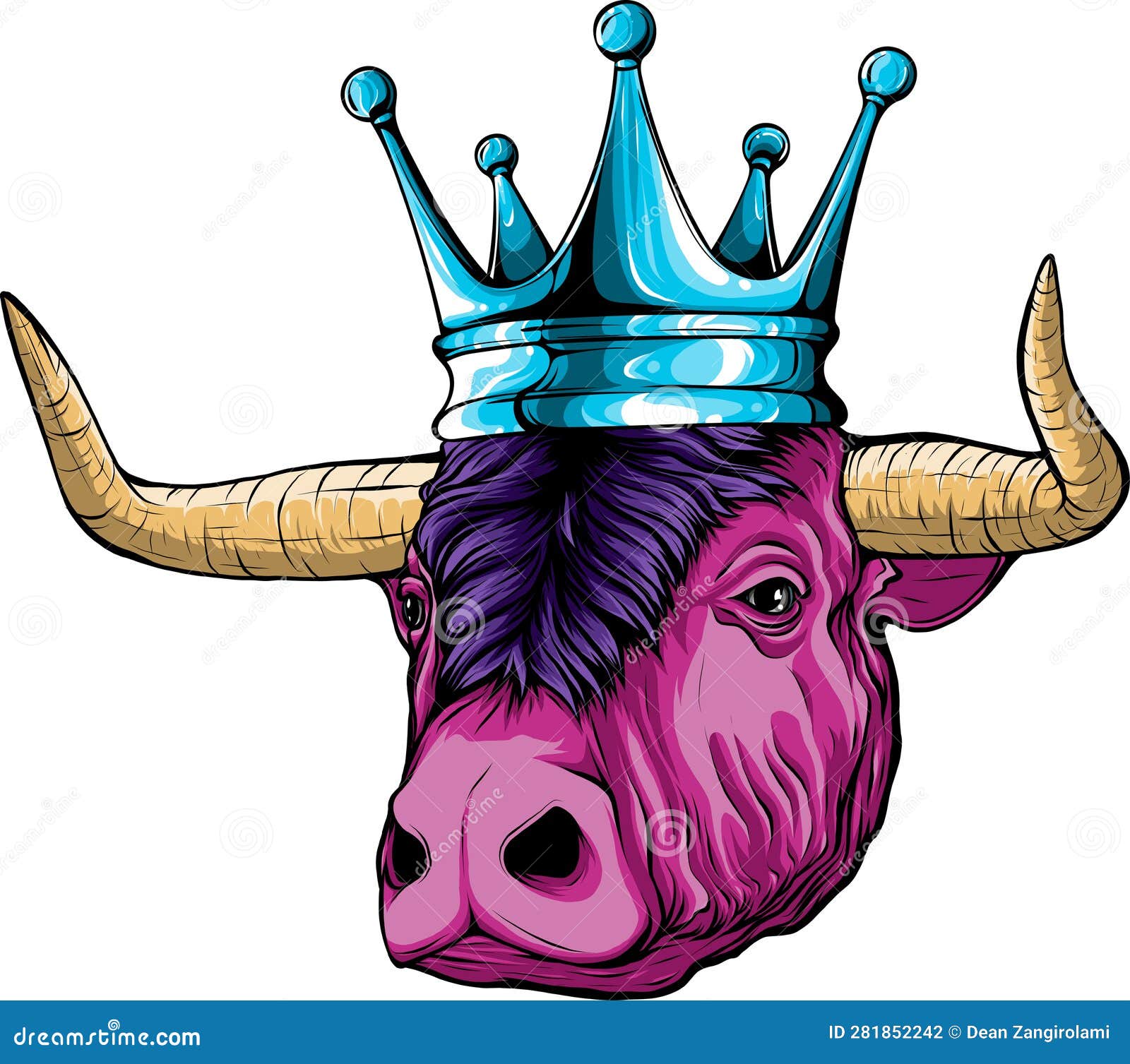 Vector Illustration of Head Bull Colored Design Stock Vector ...