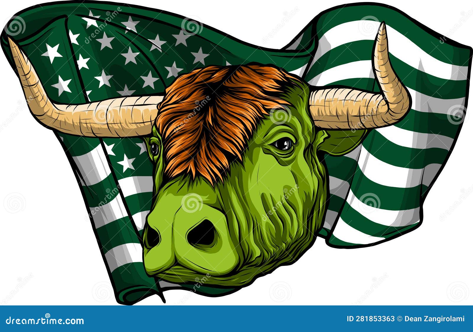 Vector Illustration of Head Bull Colored Design Stock Vector ...